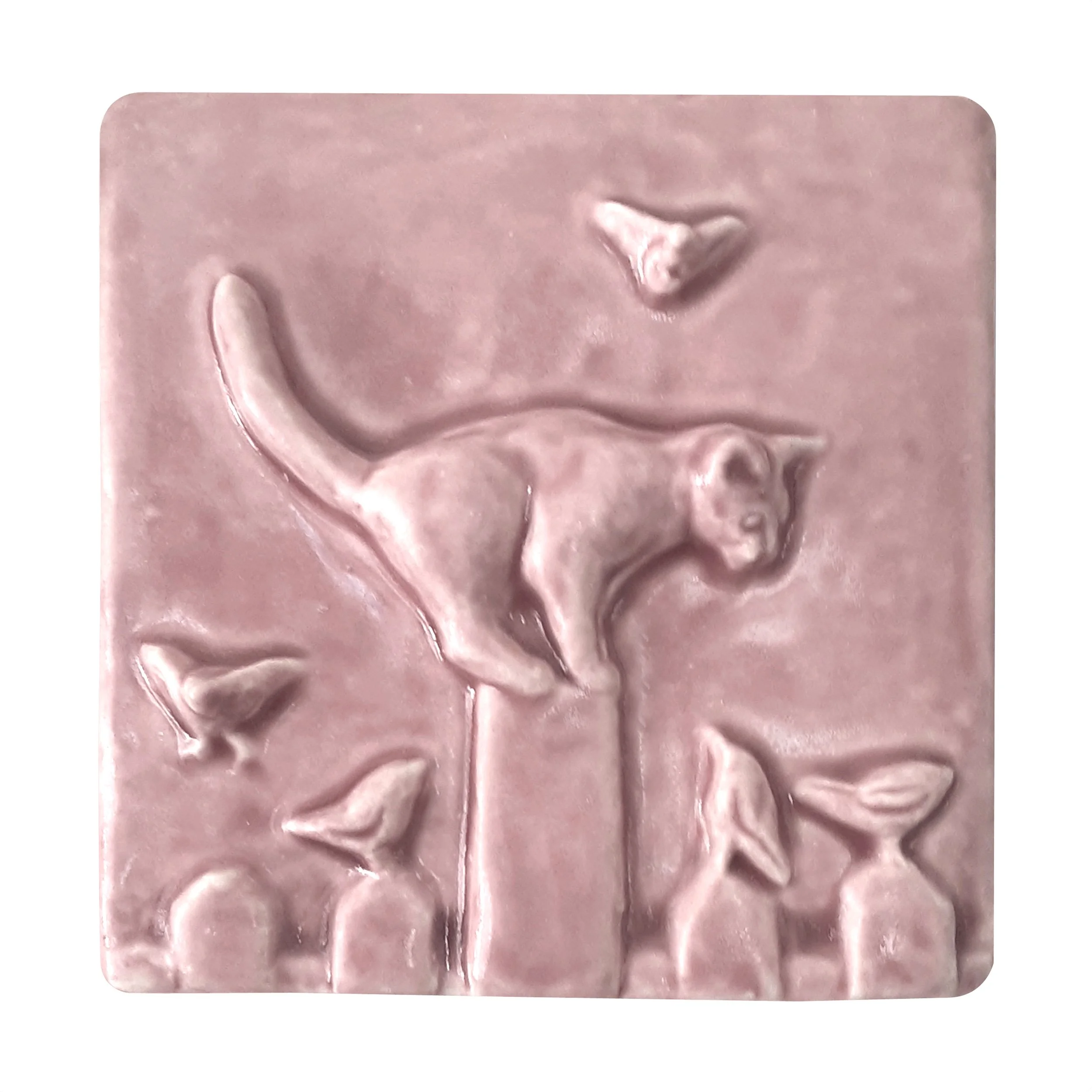 "Handmade 'Cat on Fence' Art Tile | Unique Glazed Porcelain Decor for ...