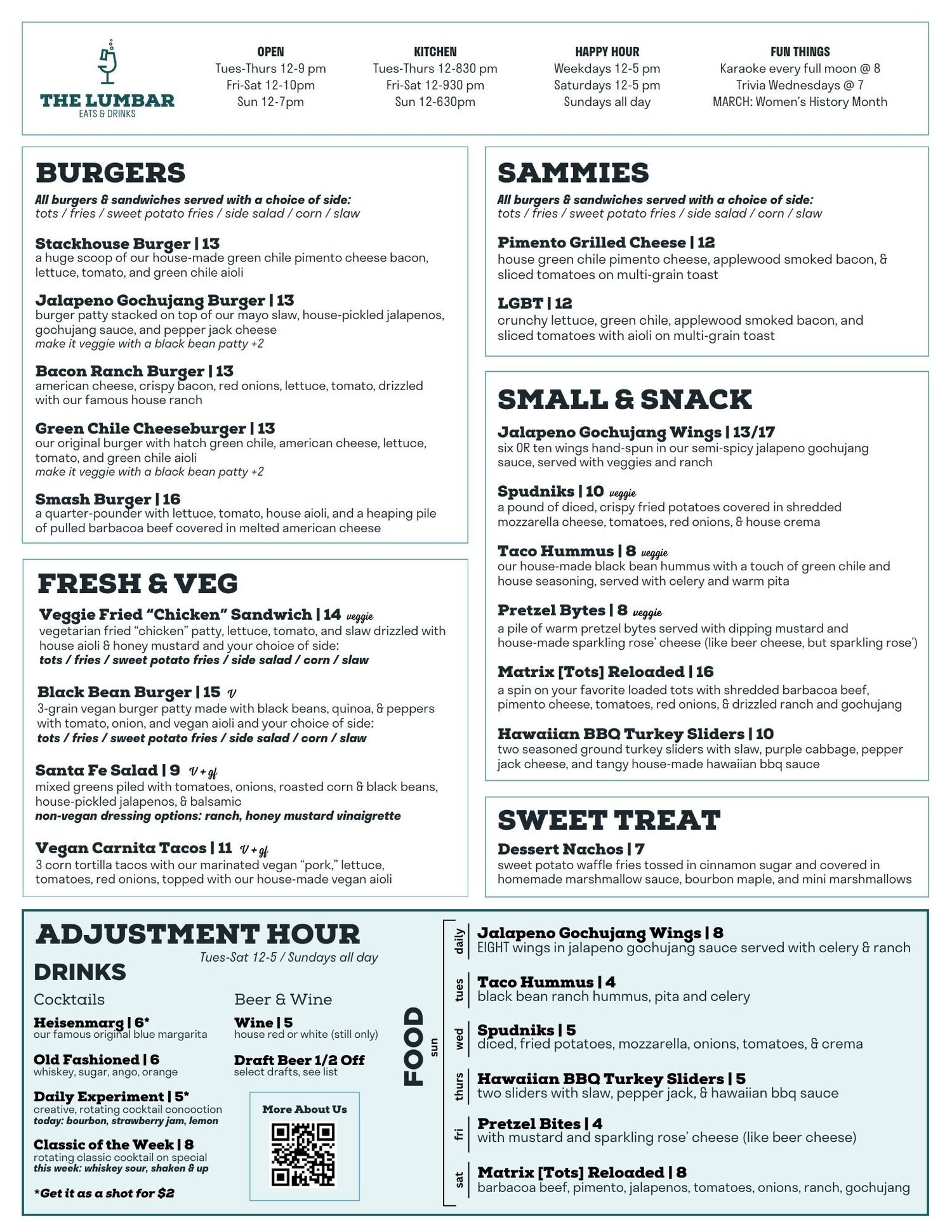 Menu | The Lumbar