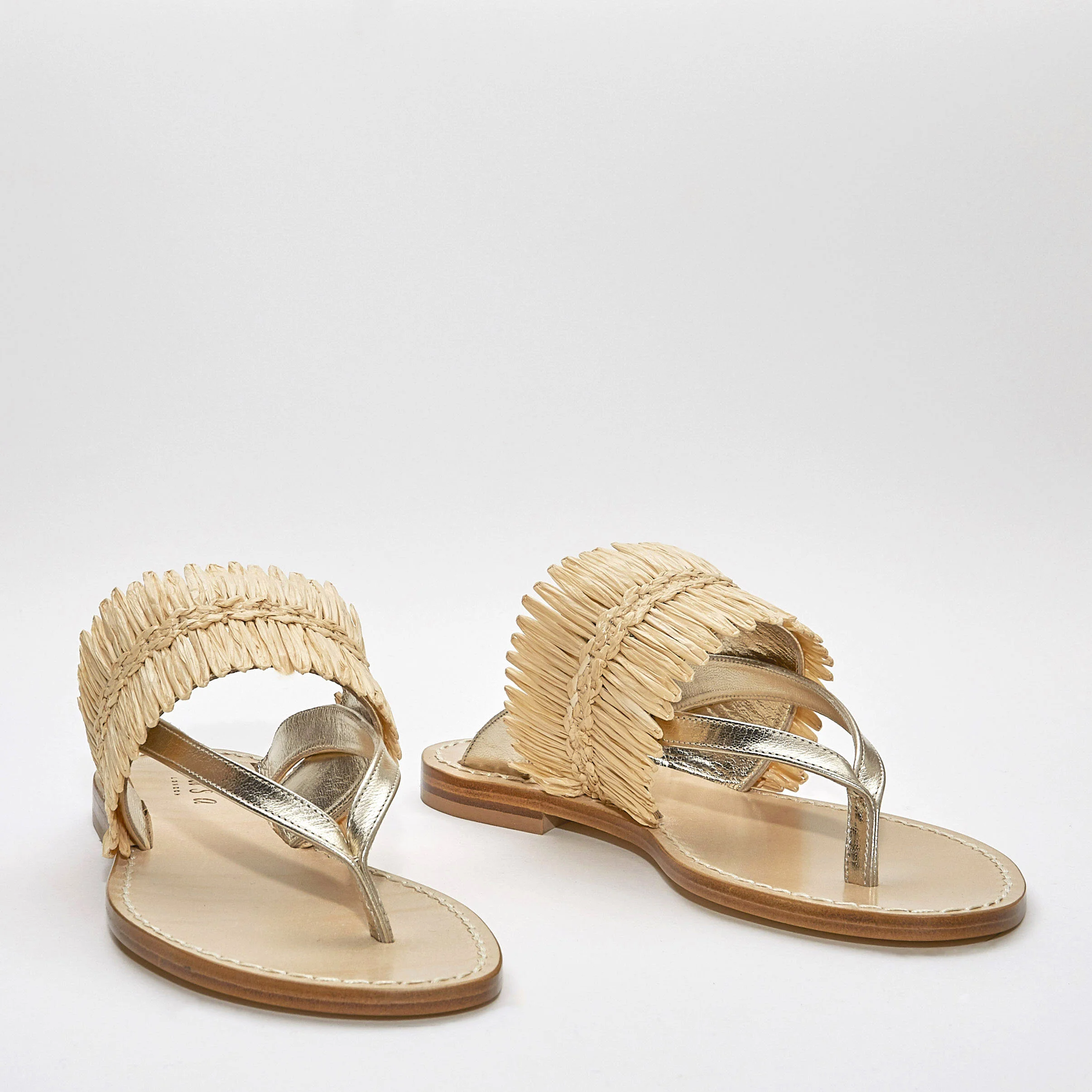 RIVIERA RAFFIA SLIDE SANDALS — MUSA
