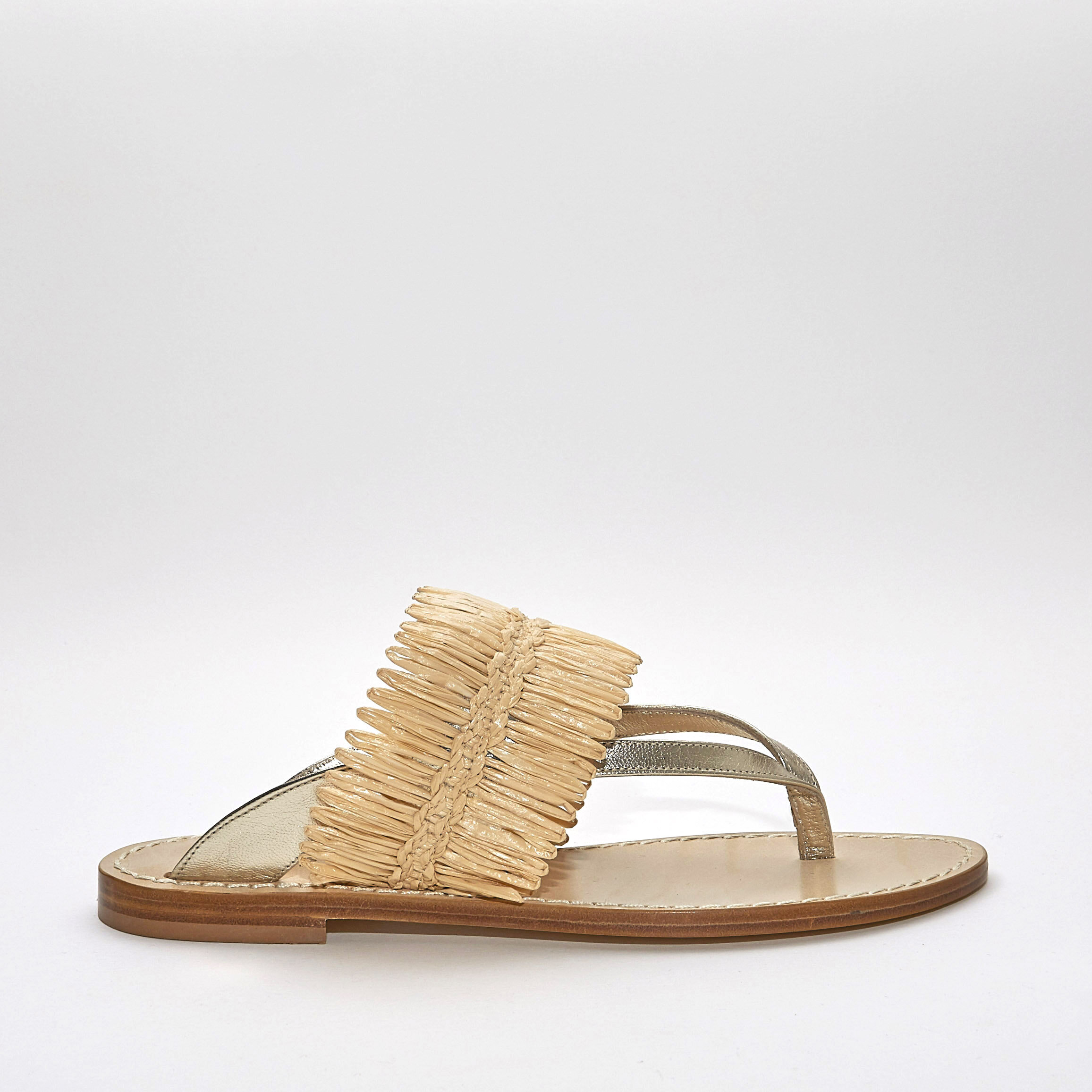 RIVIERA RAFFIA SLIDE SANDALS — MUSA