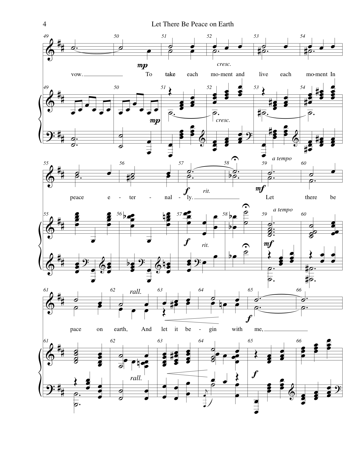 Let There Be Peace On Earth Sheet Music
