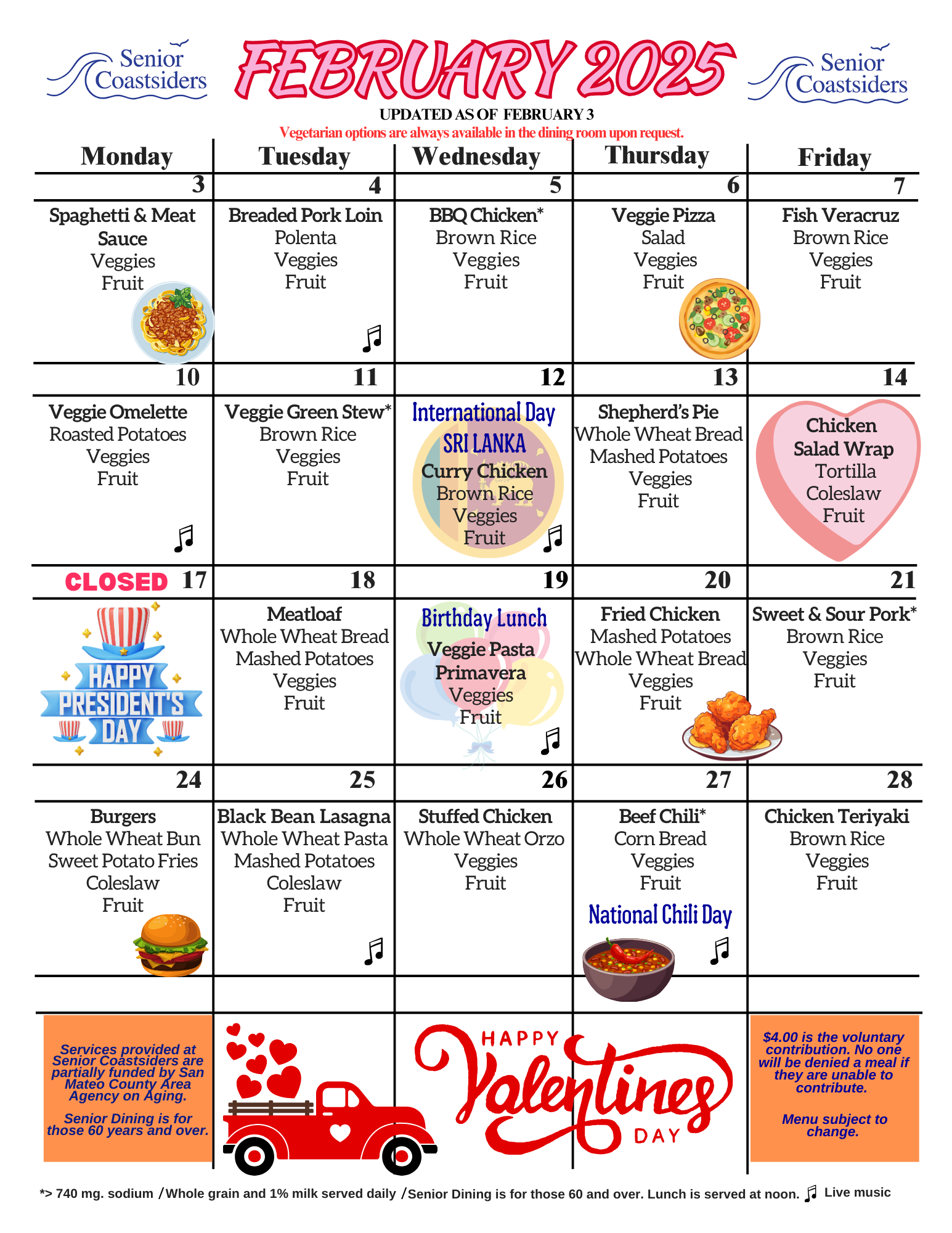 Lunch Menu — Senior Coastsiders