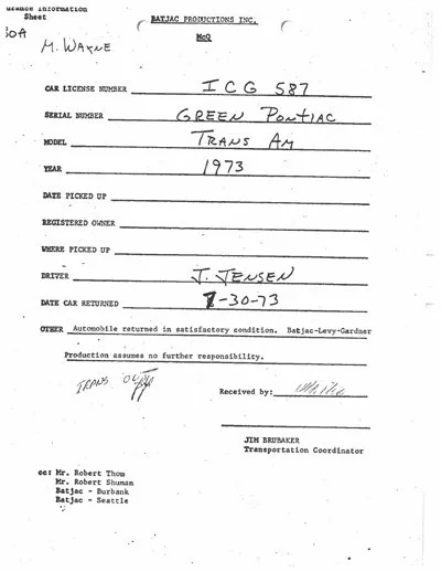 McQ's 1973 Trans Am--Info Uncovered On Four Movie Cars! — PontiacV8.com