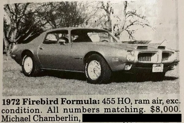 Memories of a 1972 Formula 455 H.O. — PontiacV8.com