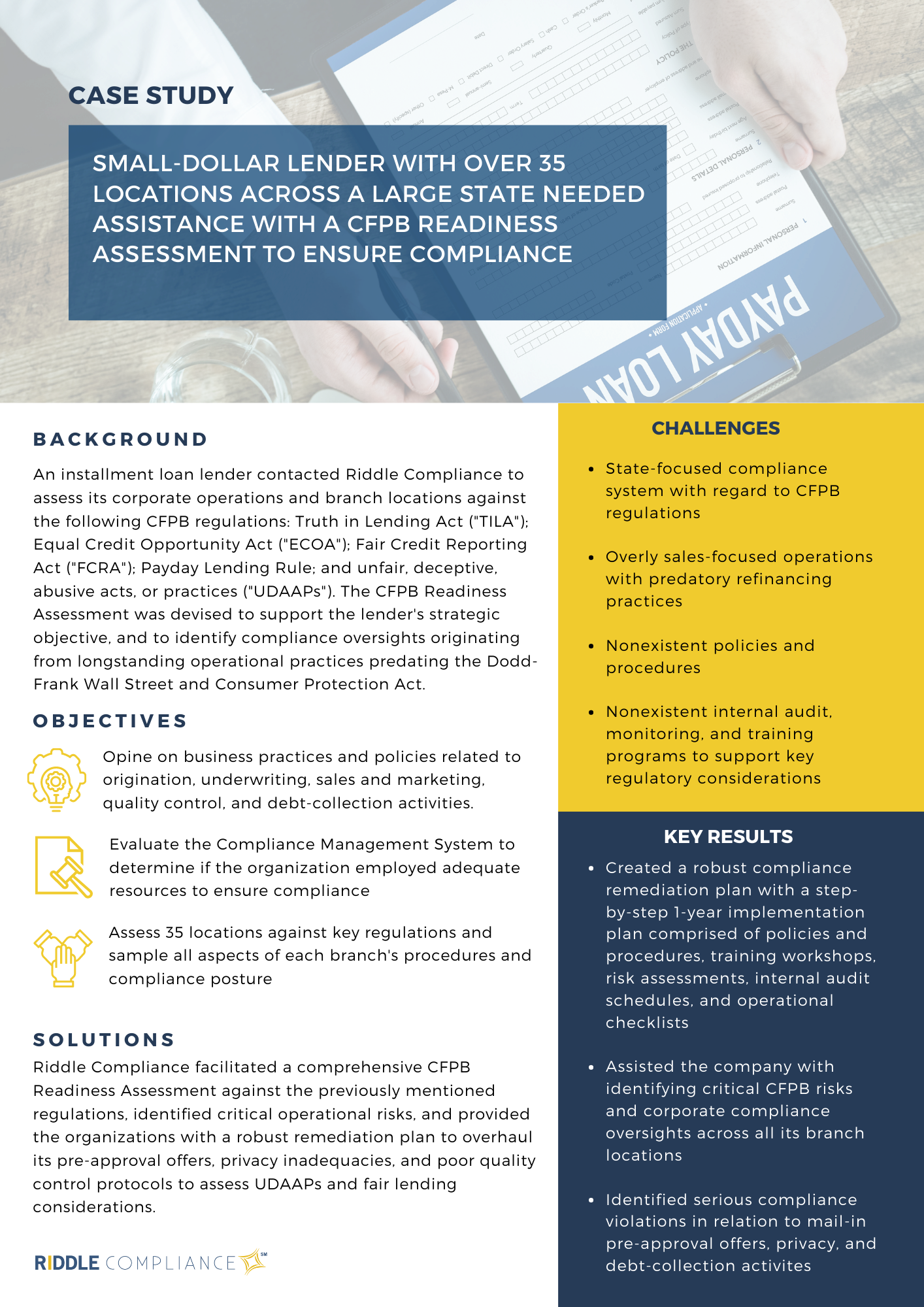 CFPB Readiness Assessments for Small-Dollar Lenders - Riddle Compliance CFPB Readiness Assessments for Small-Dollar Lenders - Riddle Compliance