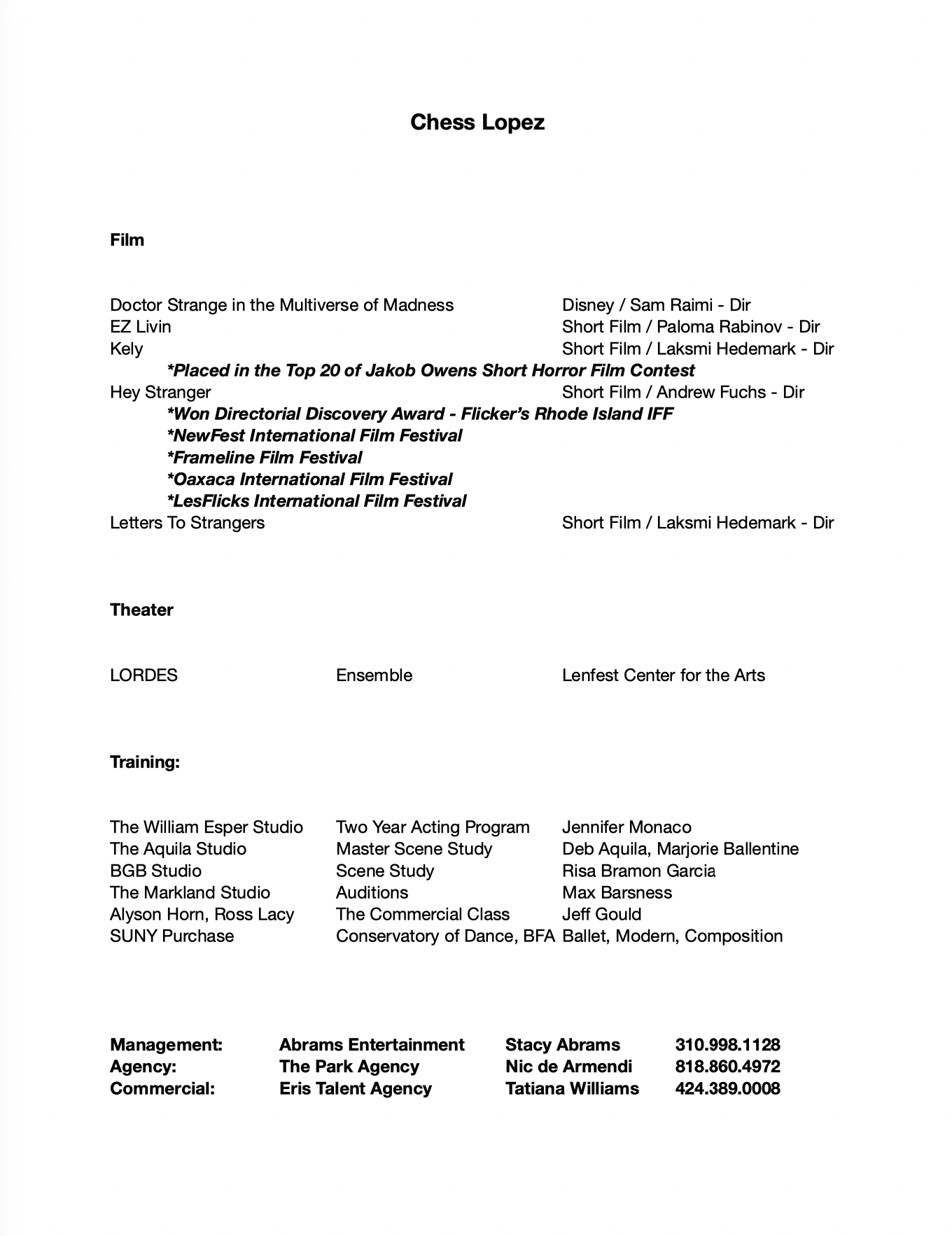 Resume — CHESS LOPEZ