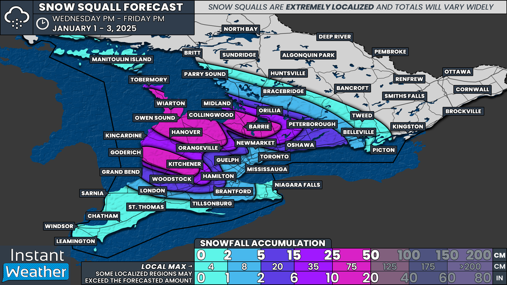 Snowy Start to 2025 in Ontario’s Snowbelt; Squalls Could Deliver Up to ...