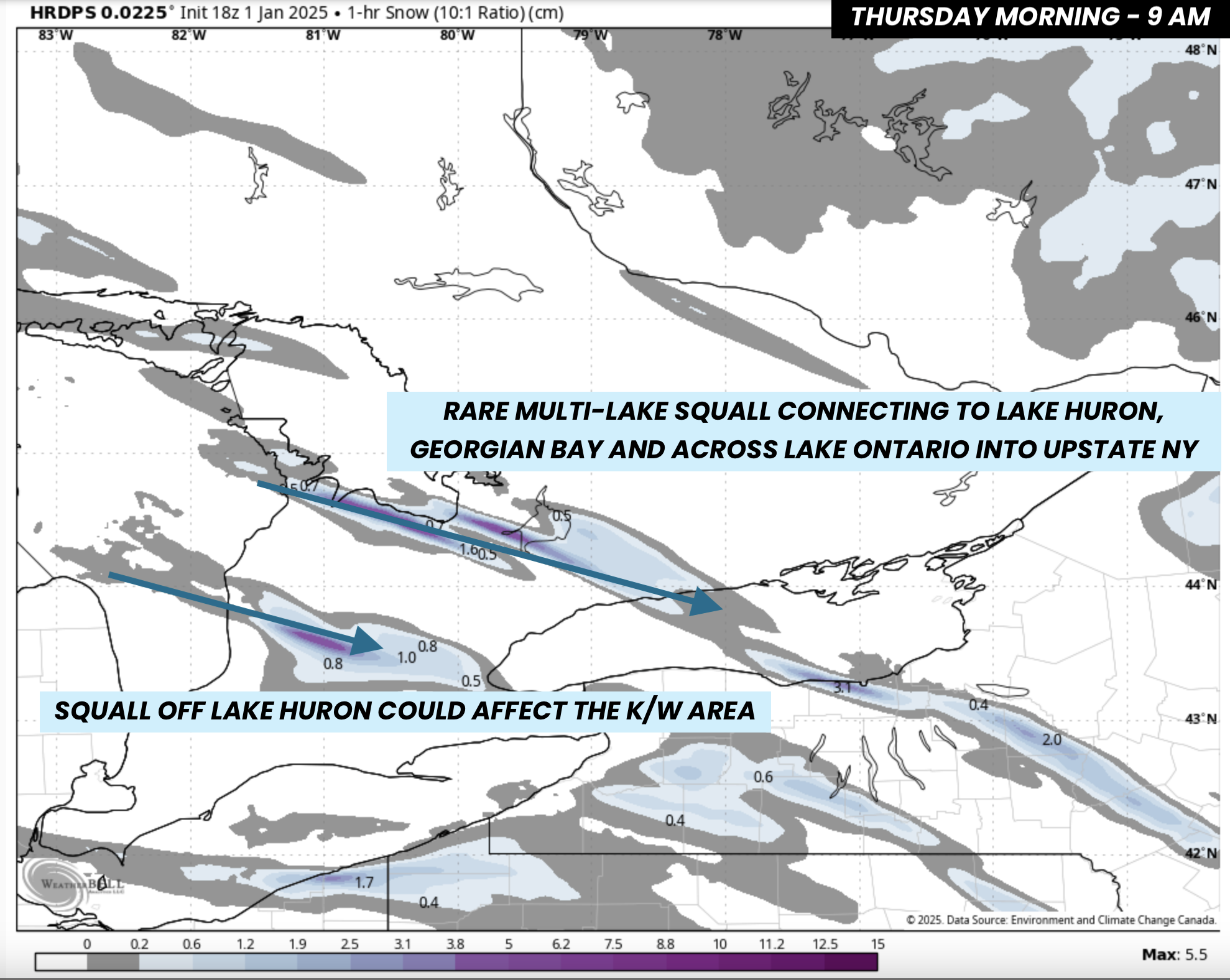 Snowy Start to 2025 in Ontario’s Snowbelt; Squalls Could Deliver Up to ...