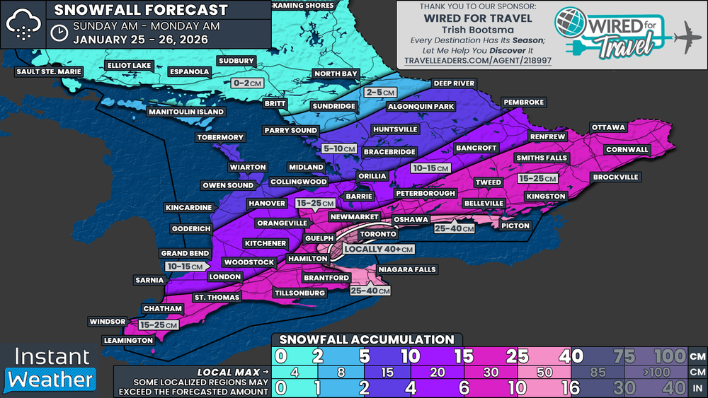 25-40cm of Snow Possible Around Toronto on Sunday as Widespread ...