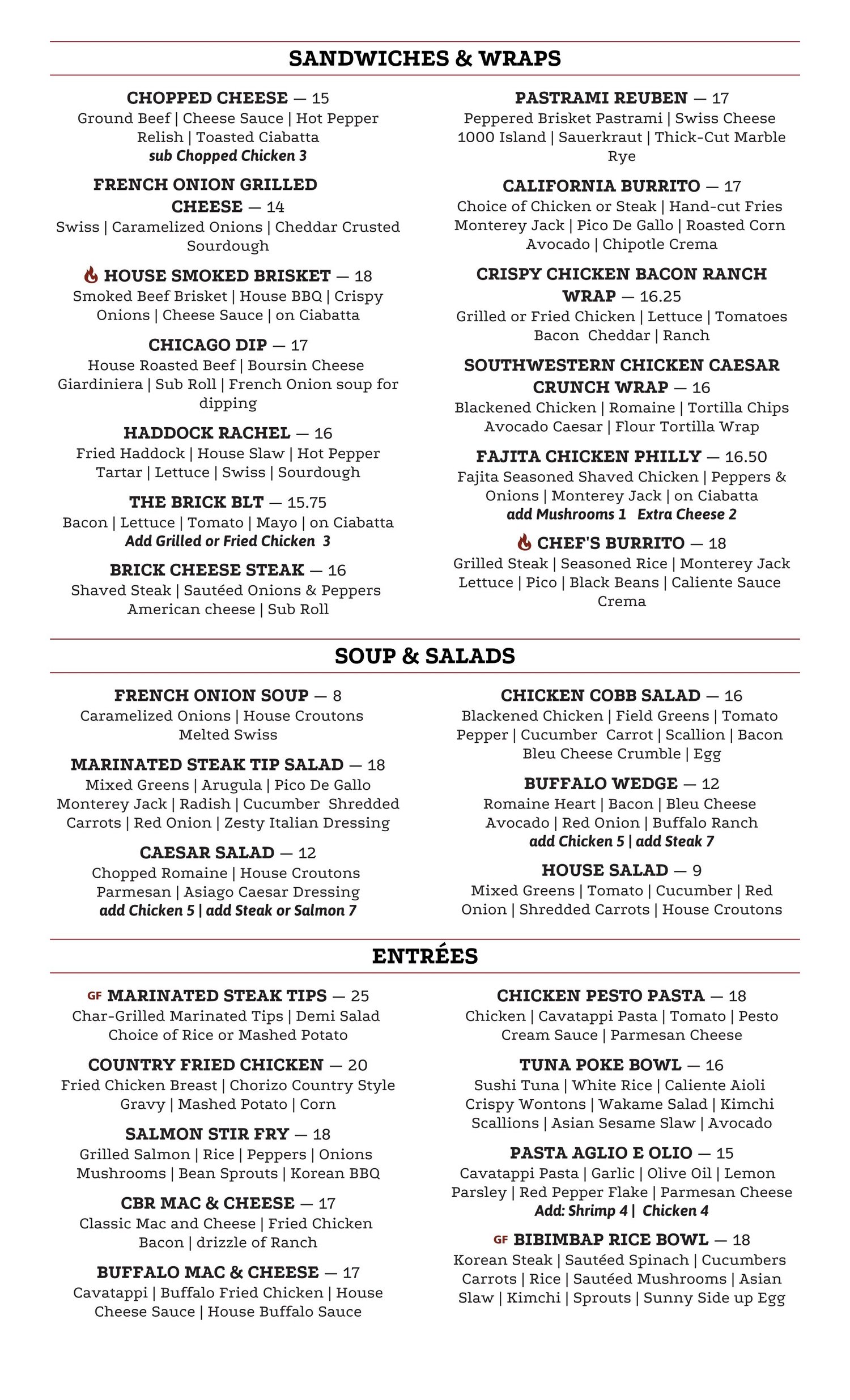 Menu — Welcome to the Brick