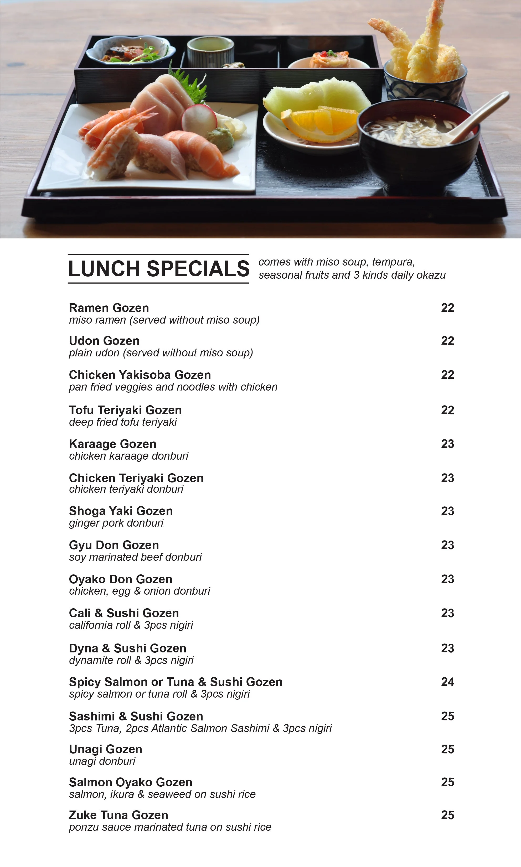 Dine-In & Drink Menu — GOZEN