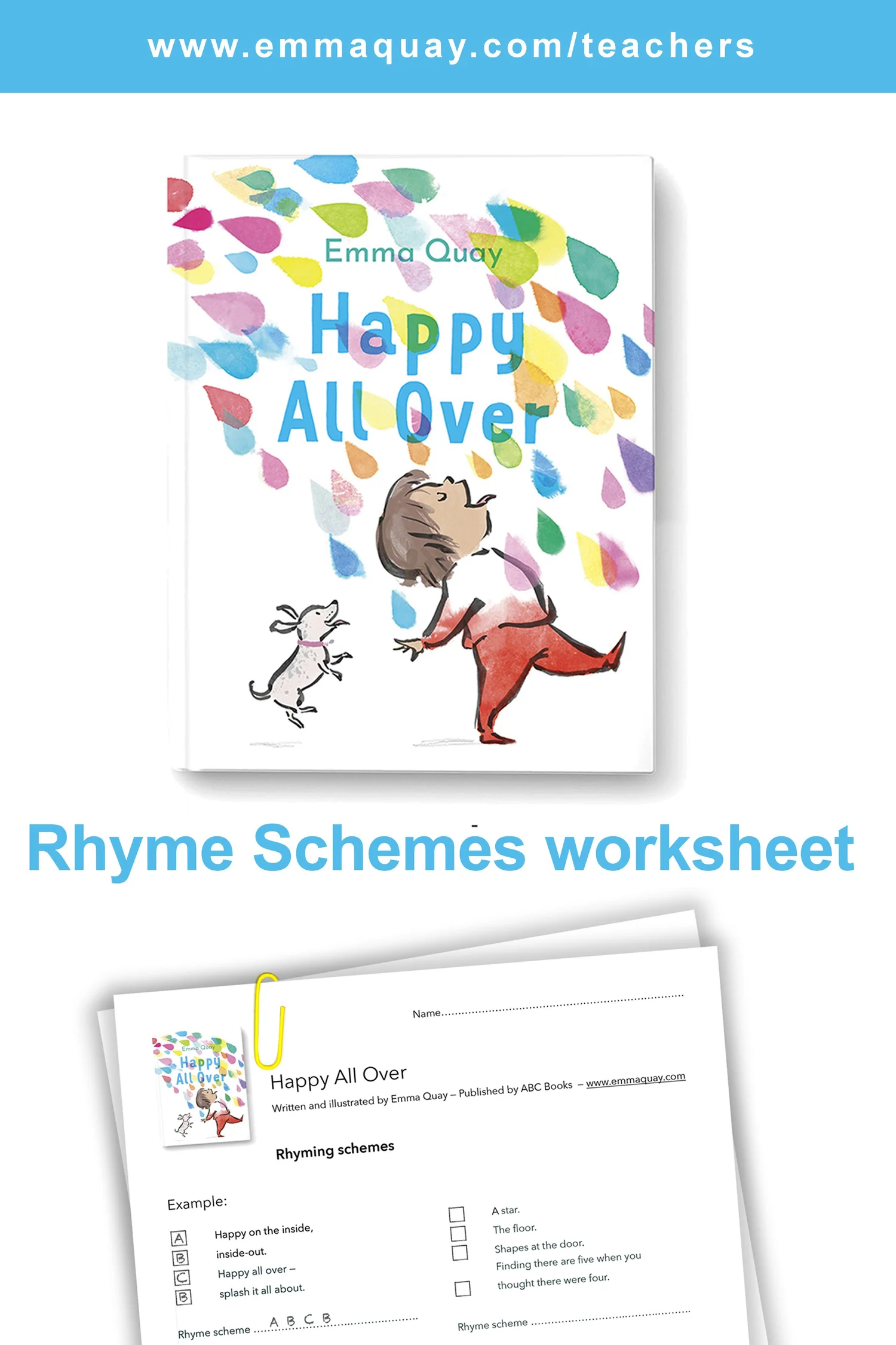 Rhyme schemes worksheet: teaching resource — Emma Quay | illustrator ...
