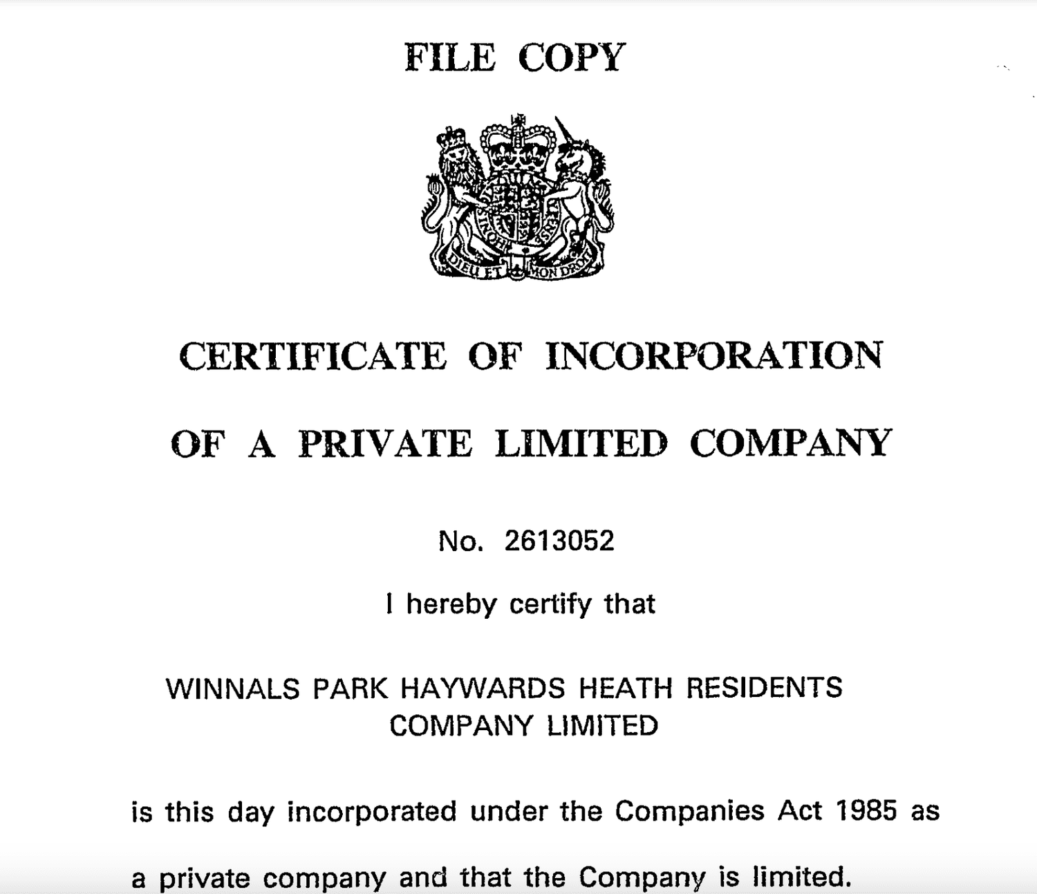 Freeholder Certificates