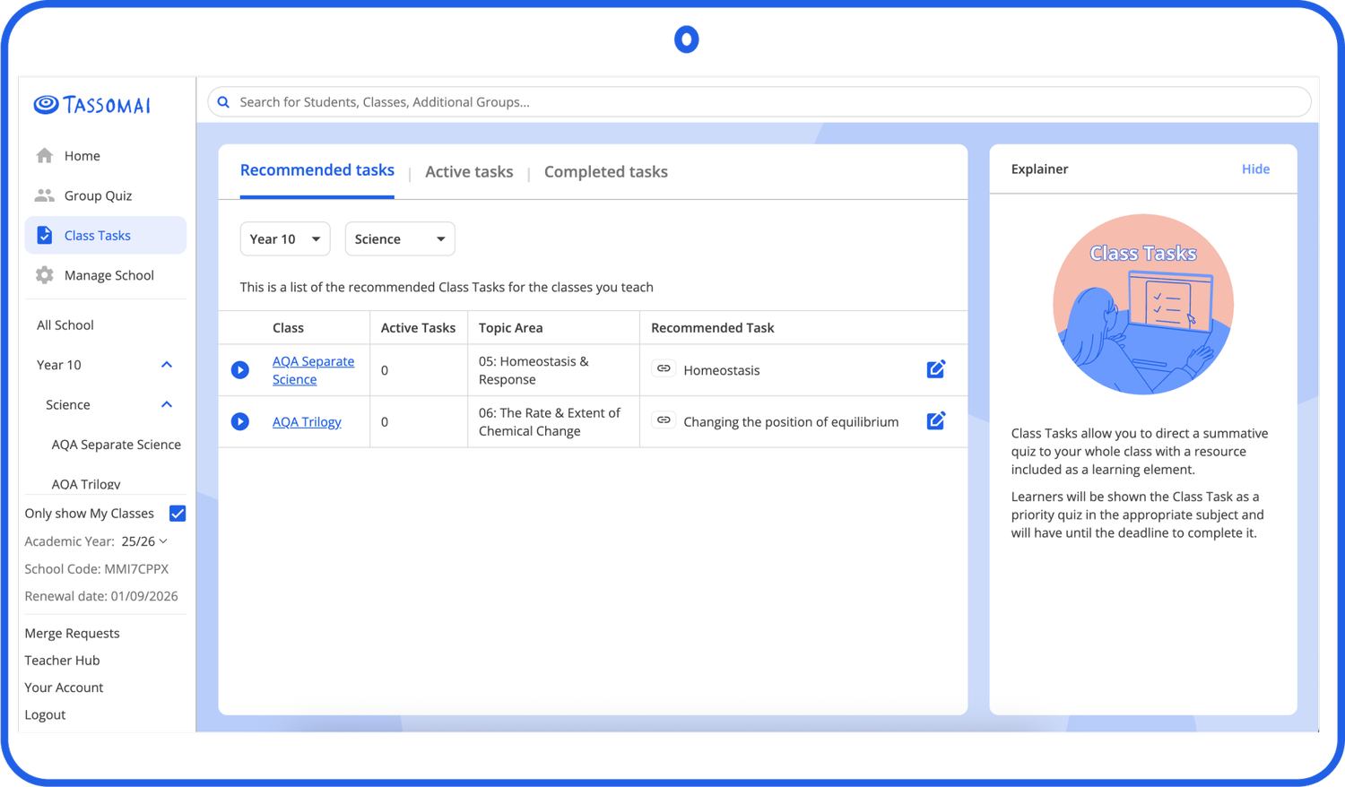 Driving engagement with Group Quizzes and Class Tasks — Tassomai