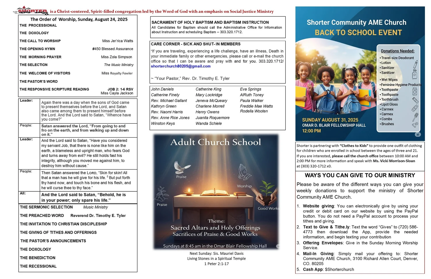 Sunday Bulletins — Shorter Community AME Church