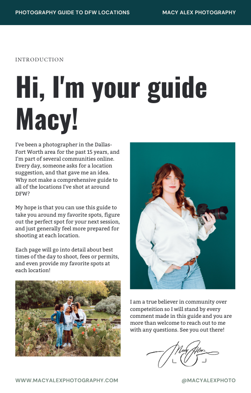 2025 DFW Photography Location Guide — Macy Alex Photography