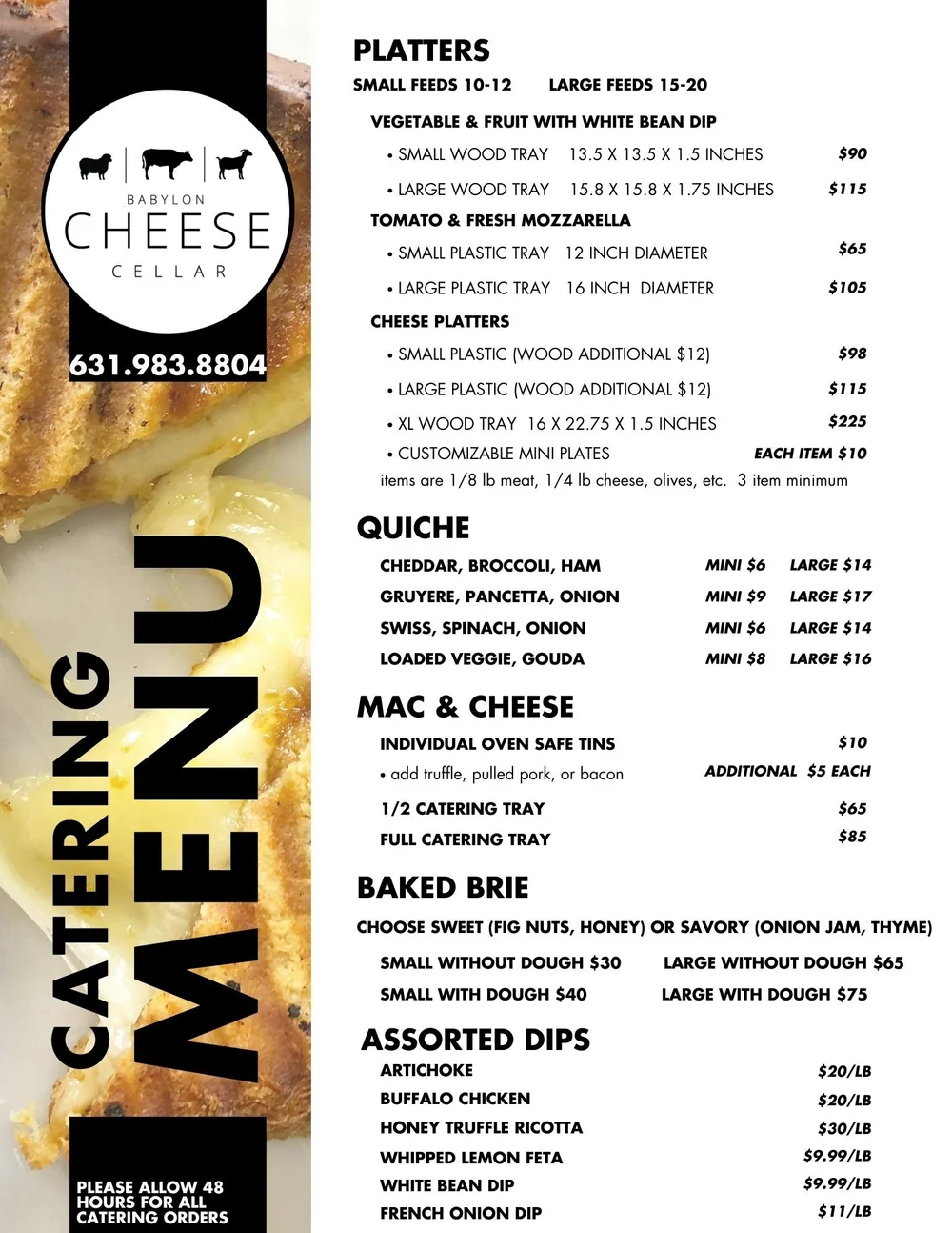 All Menus — Babylon Cheese Cellar