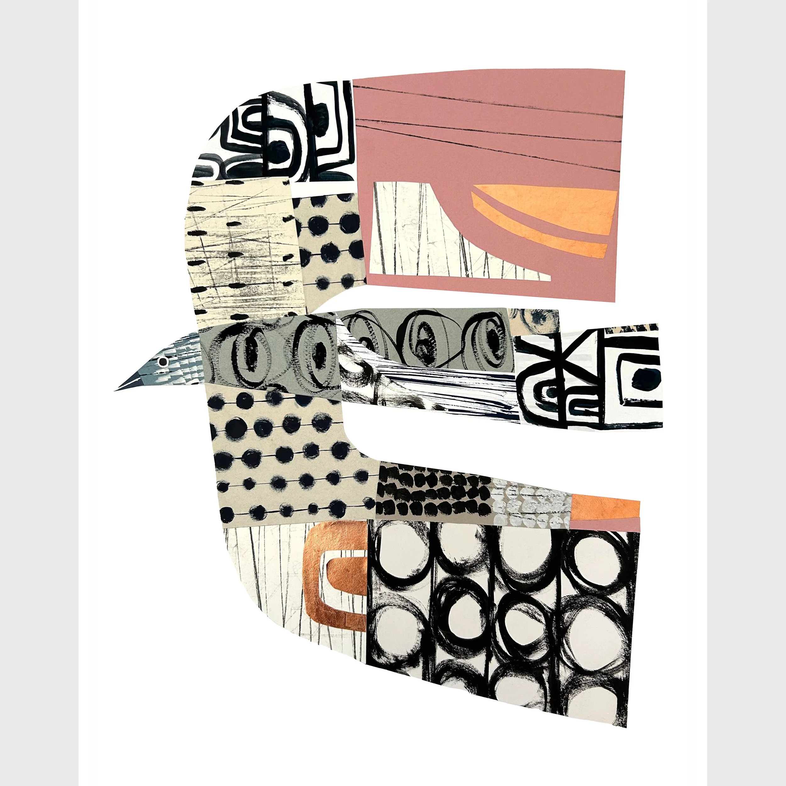 high gliding bird original collage 500mm(h)x400mm(w) — clare youngs