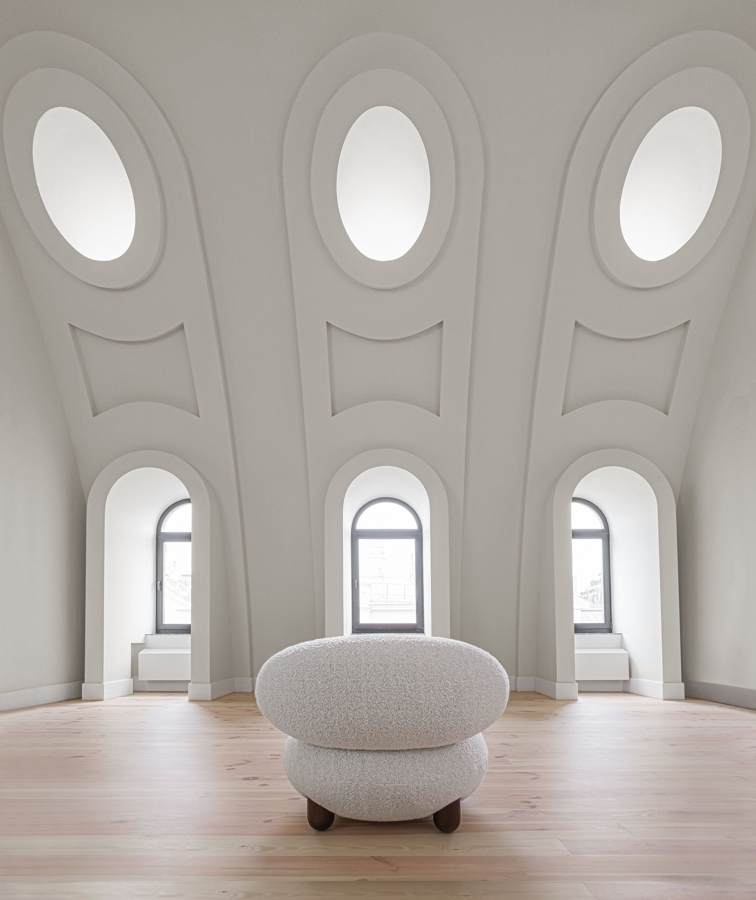 Flock Lounge Chair with ottoman combines bold forms and tactile ...