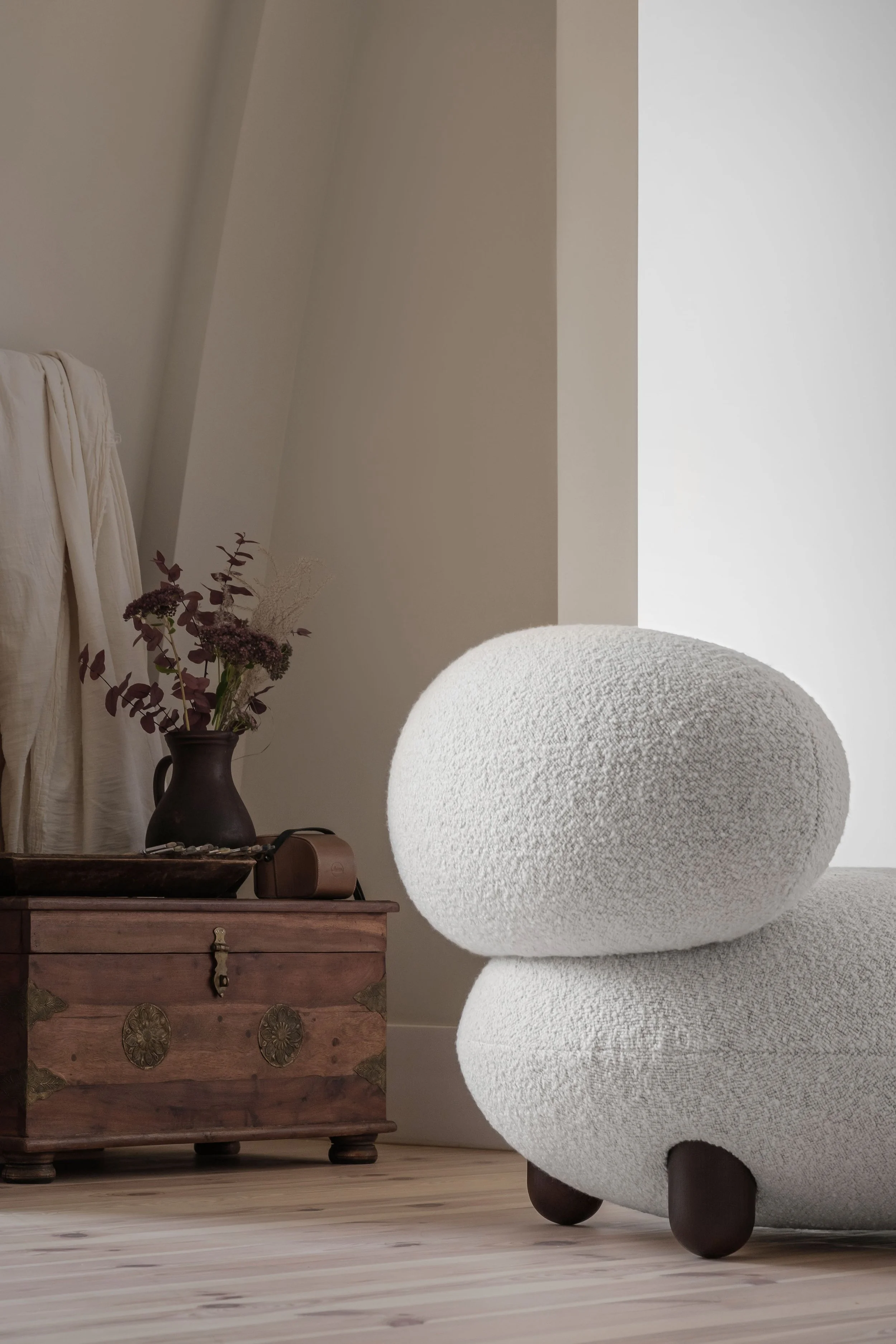 Flock Lounge Chair with ottoman combines bold forms and tactile ...