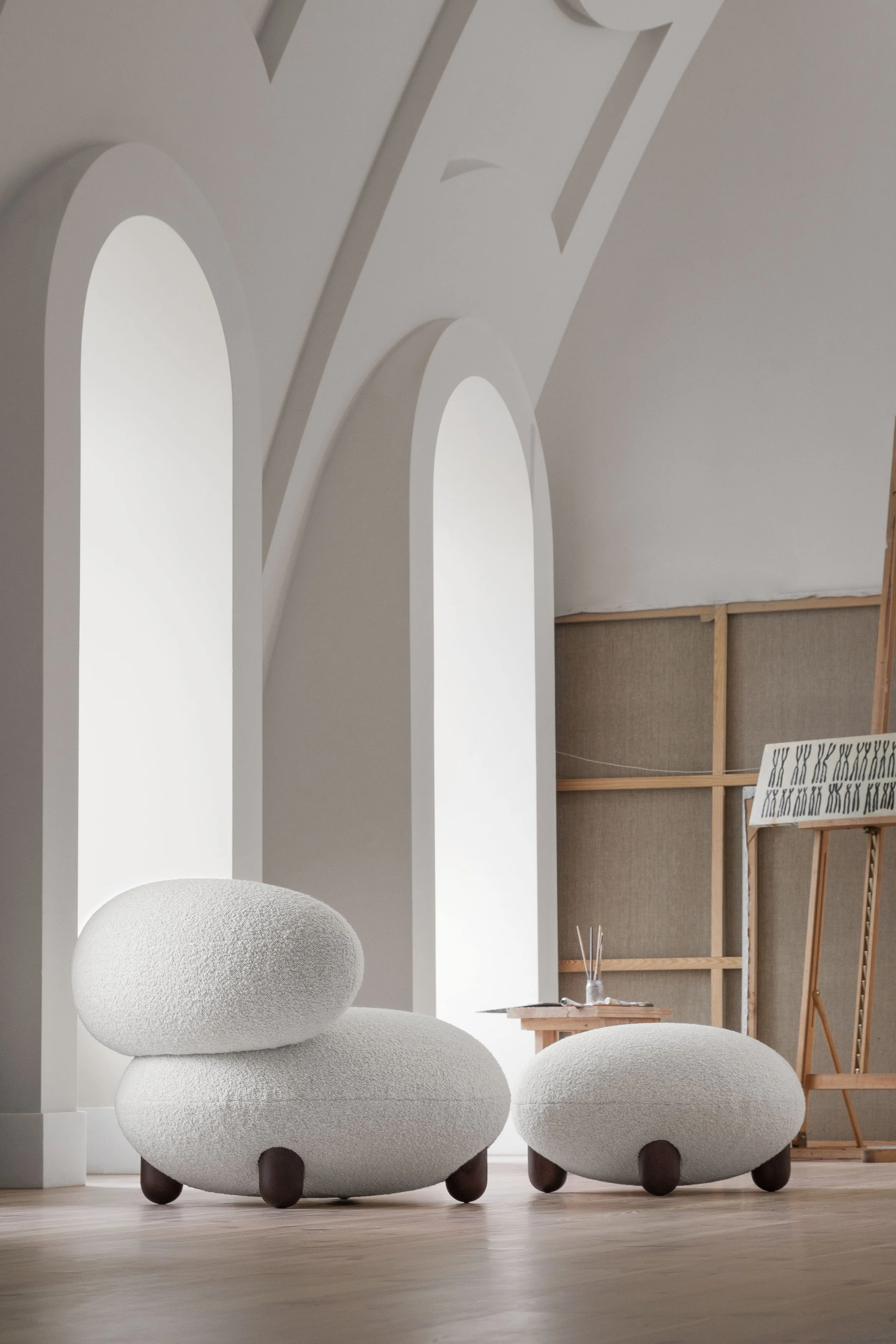 Flock Lounge Chair with ottoman combines bold forms and tactile ...