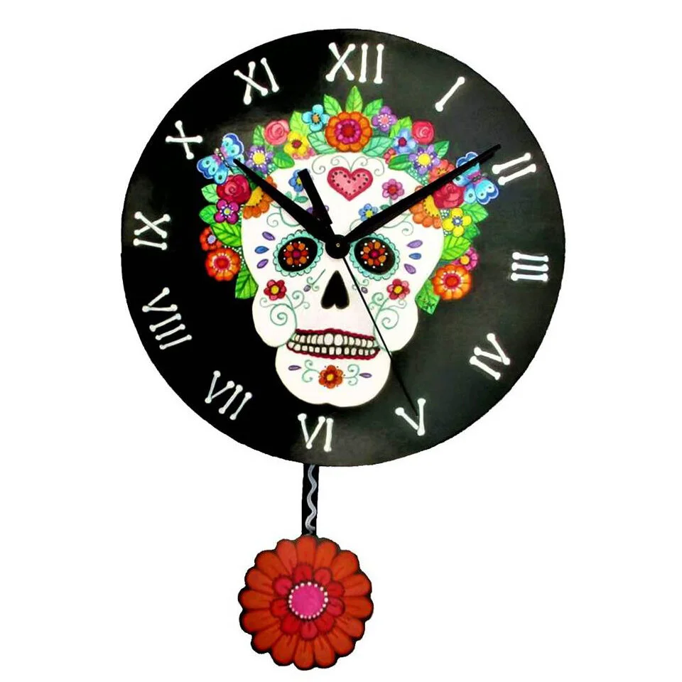 Sugar Skull Day of the Dead Pendulum Clock — Hickory Dickory Dock