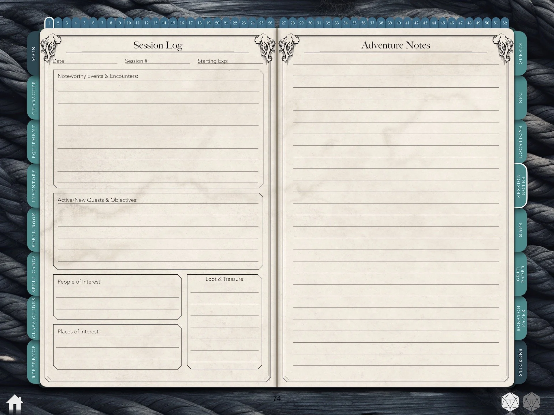 Digital 5e Character Journals — Super Sick Games