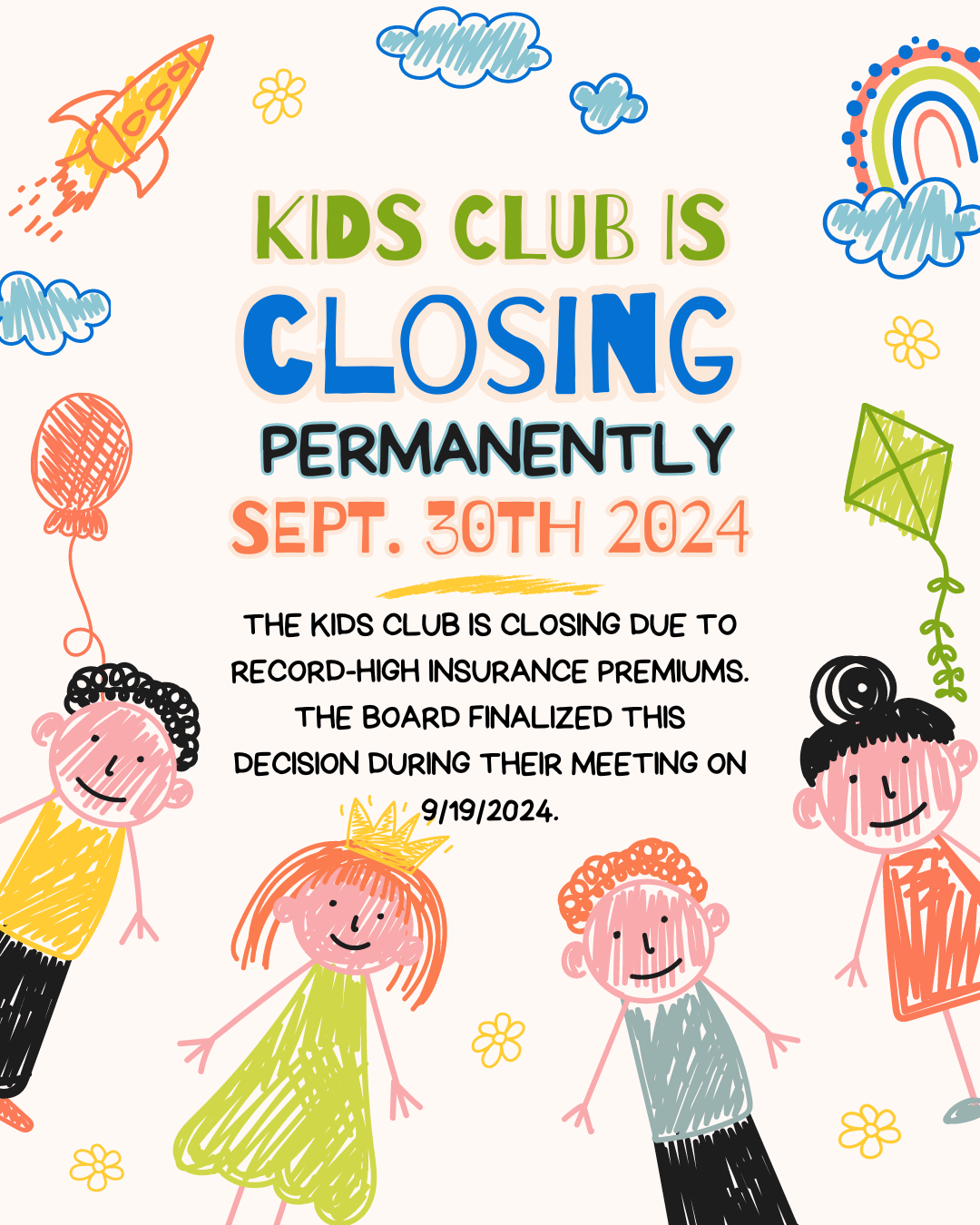 Kids Club Closure — Anatolia Homeowners Association