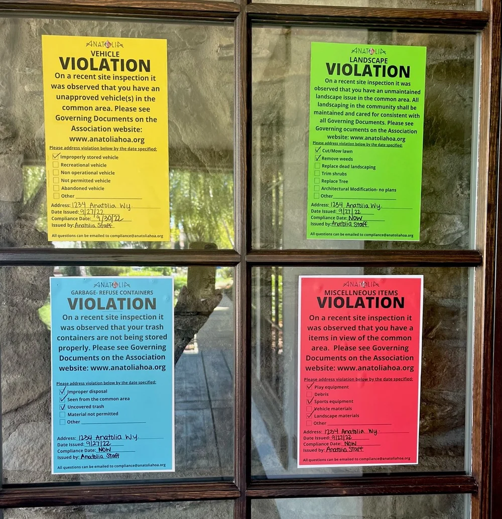 Introducing: Compliance Violation Tags — Anatolia Homeowners Association