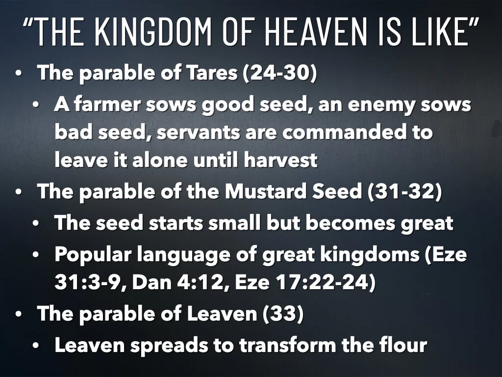 Secrets of the Kingdom (Matthew 13:24-43) — Saraland Christians