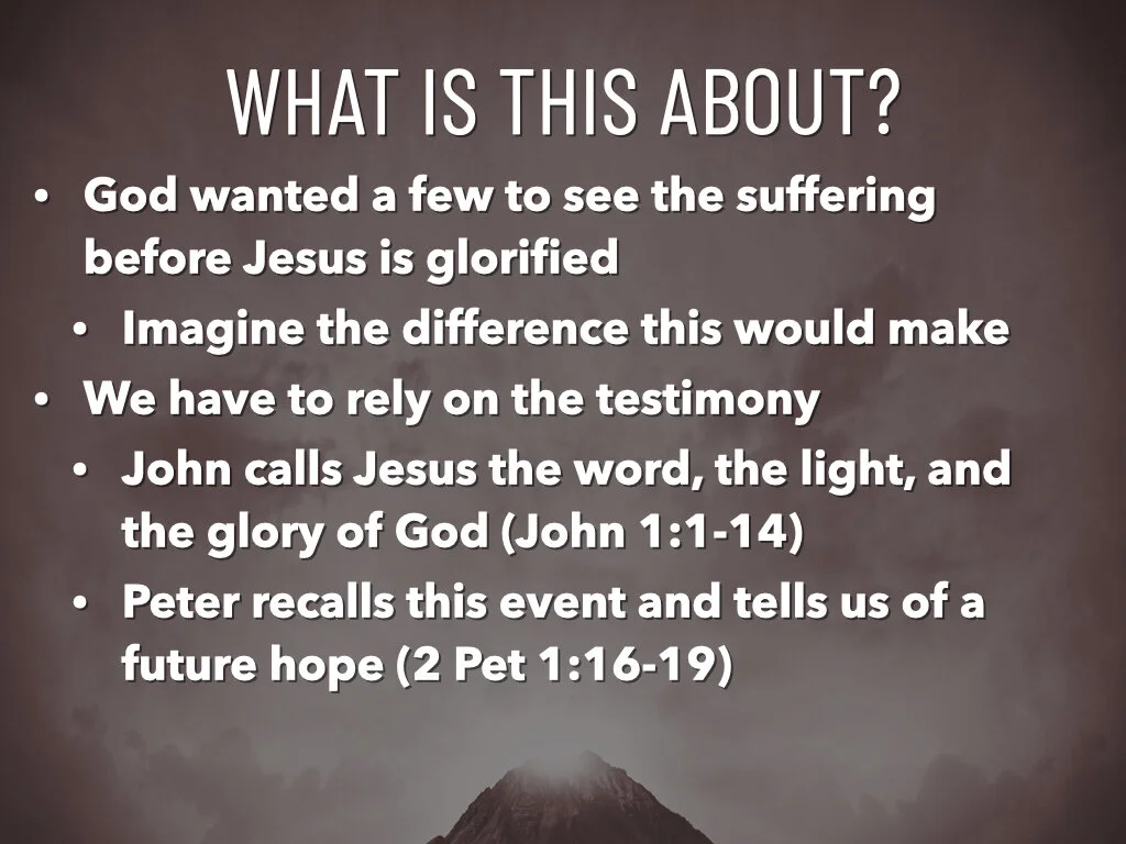 Hope of Glory (Matthew 17:1-13) — Saraland Christians