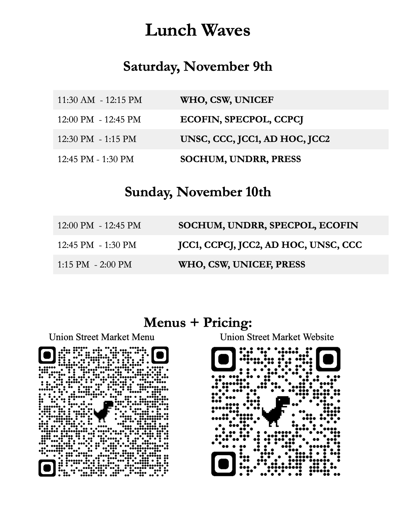 Schedule — UConn MUN