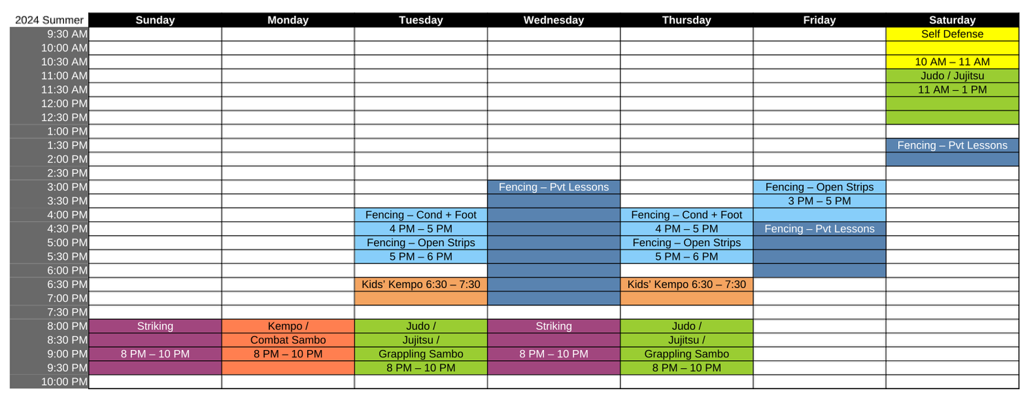 Schedule — South Mountain Martial Arts