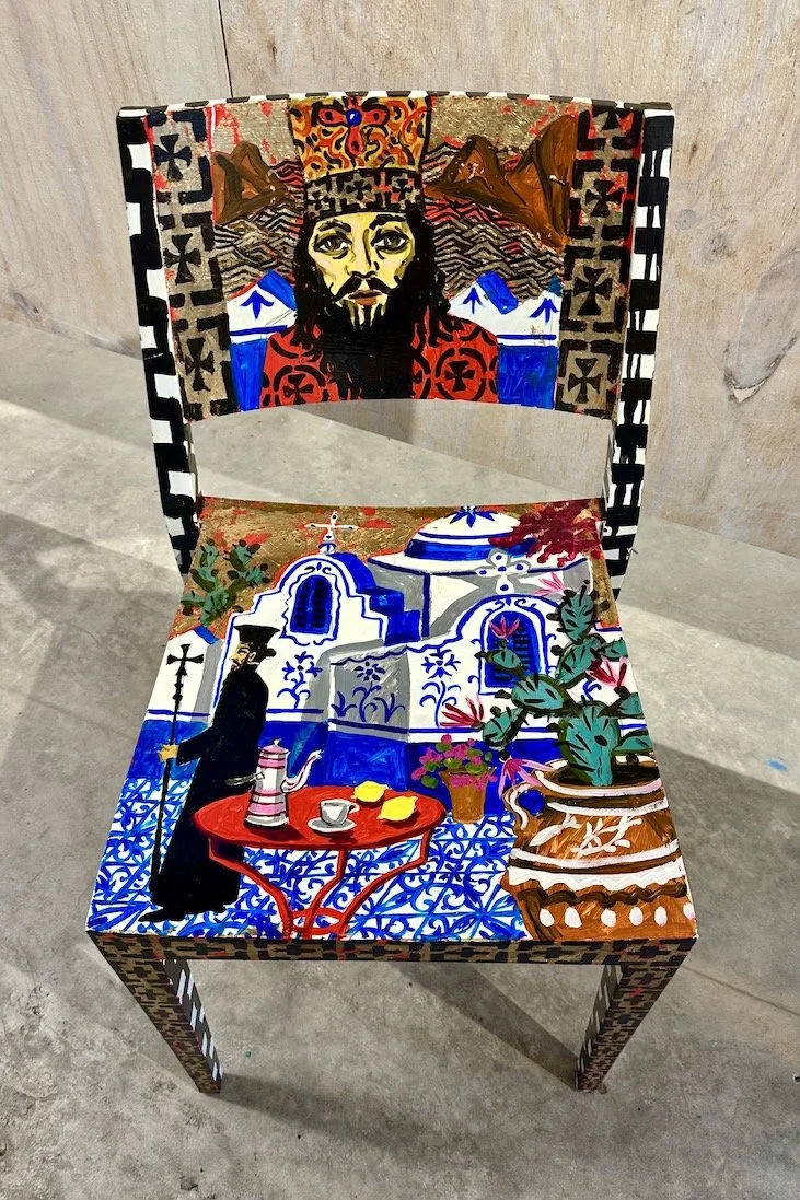 GREG IRVINE Hand-painted Chair, Greek Island I — Aegean Designs Gallery ...