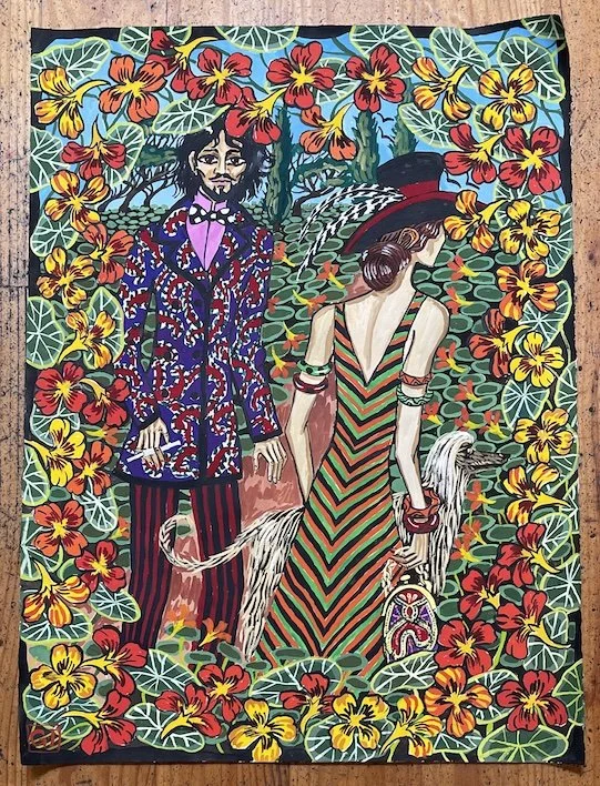 GREG IRVINE Afghan Hound and Nasturtiums — Aegean Designs Gallery ...