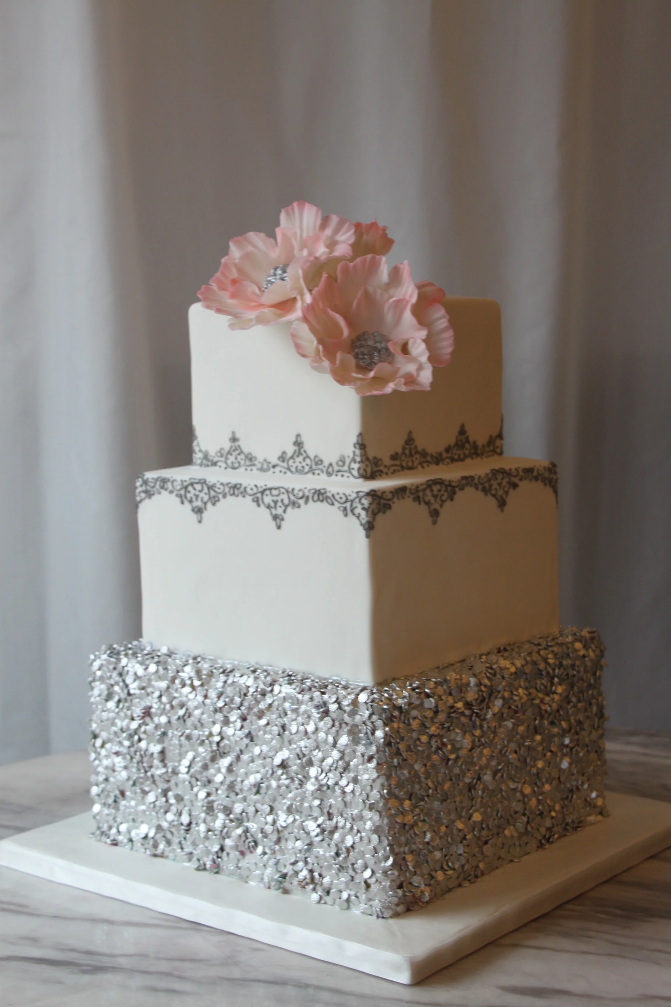 Square Wedding Cakes Silver