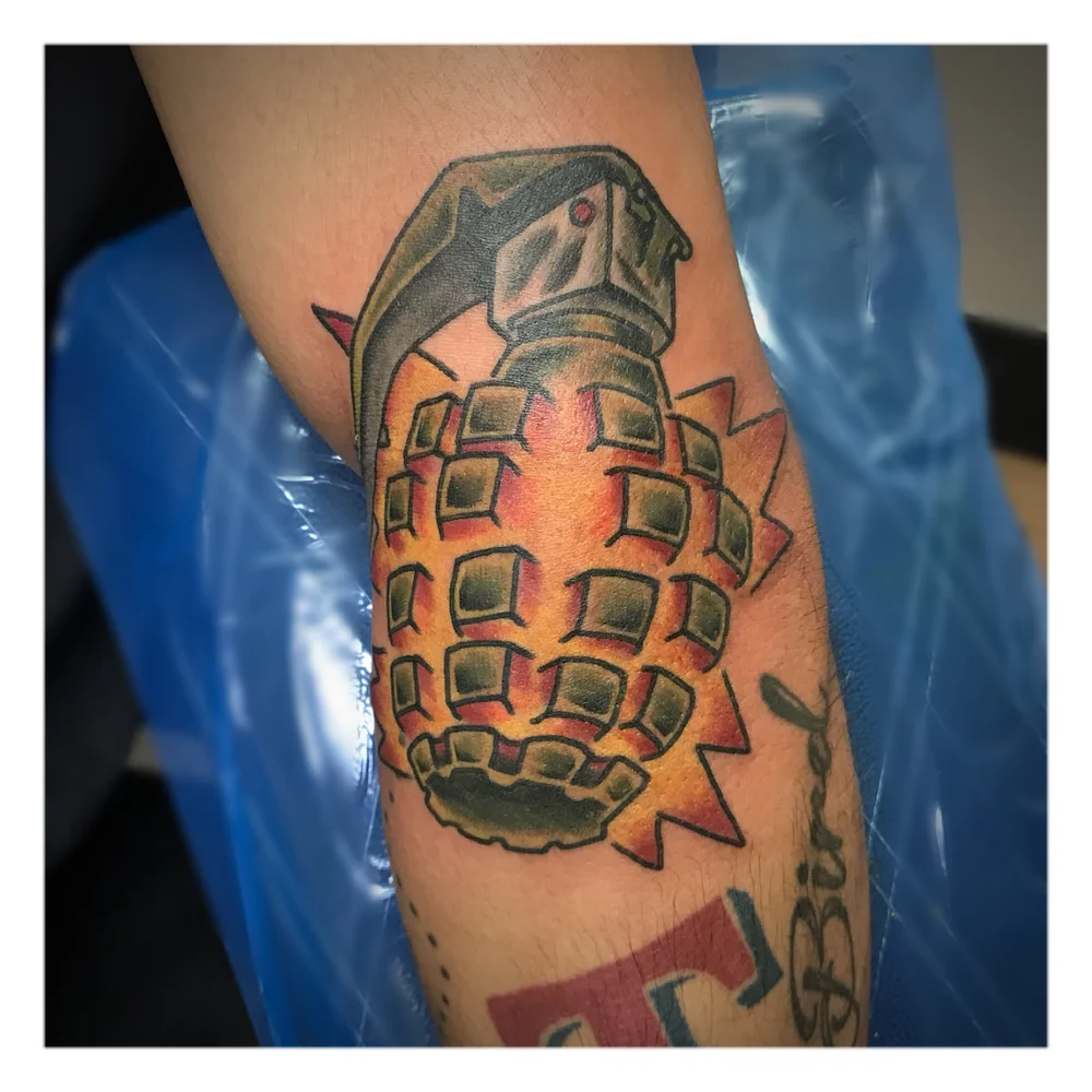 Exploding Grenade Tattoo