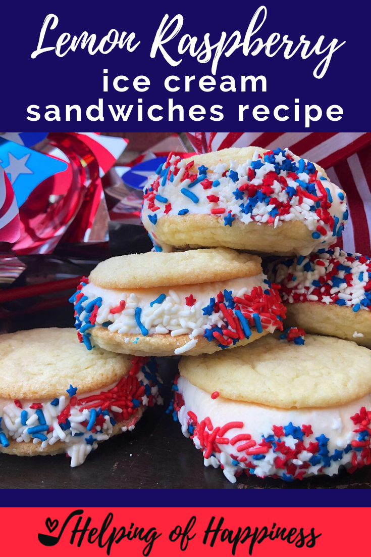 Lemon Raspberry Ice Cream Sandwiches — Helping of Happiness
