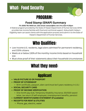 Food Stamps (SNAP) — Kōkua Kalihi Valley