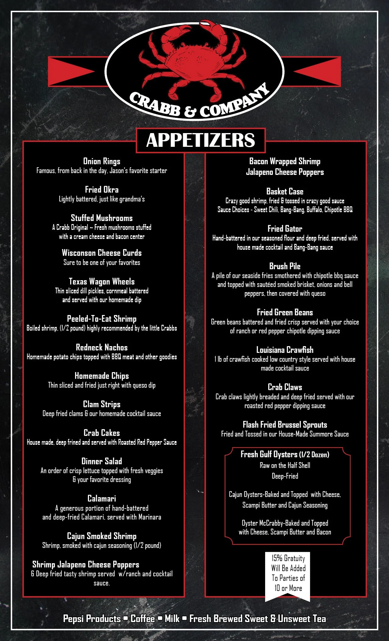 Crabb & Company Menu — Crabb & Company