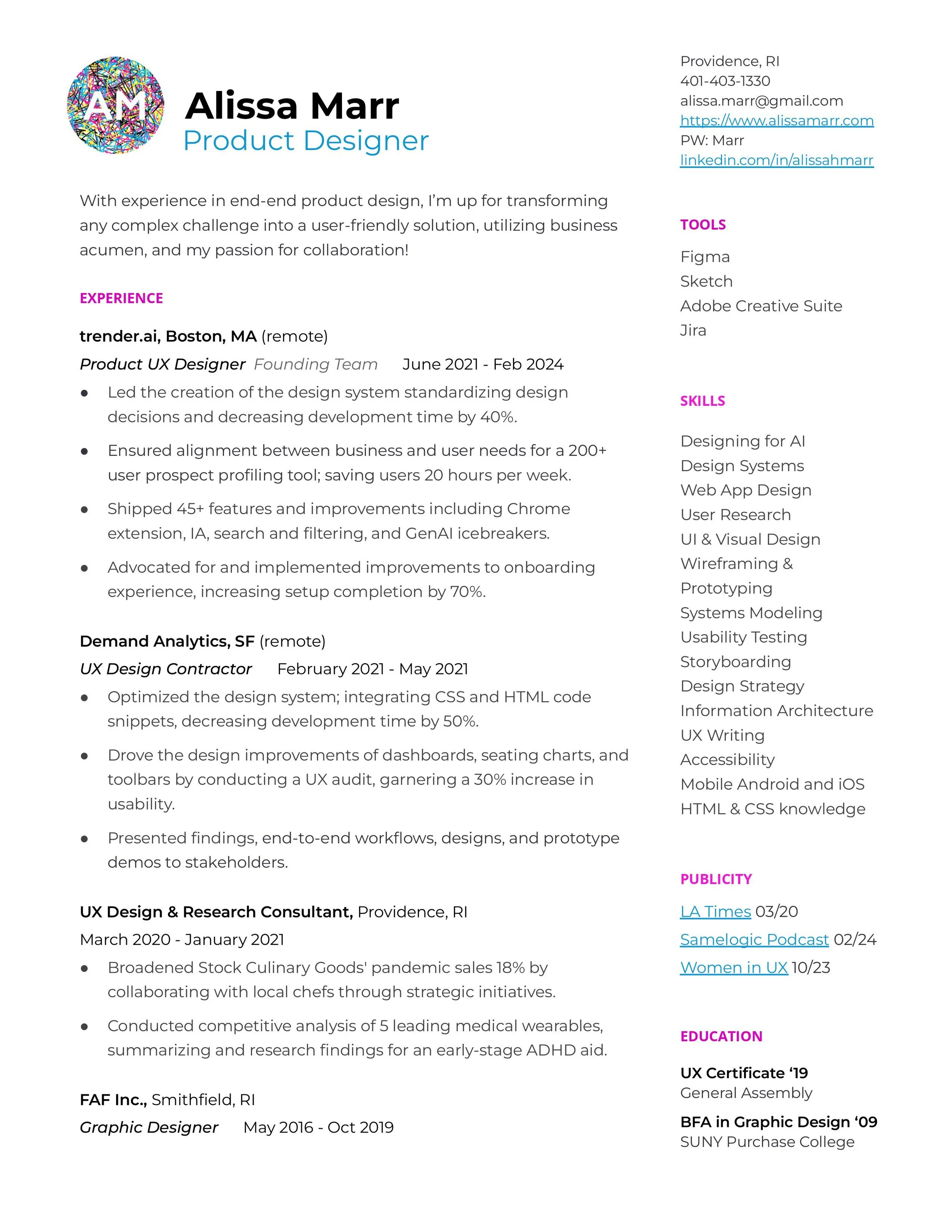 Resume — Alissa Marr