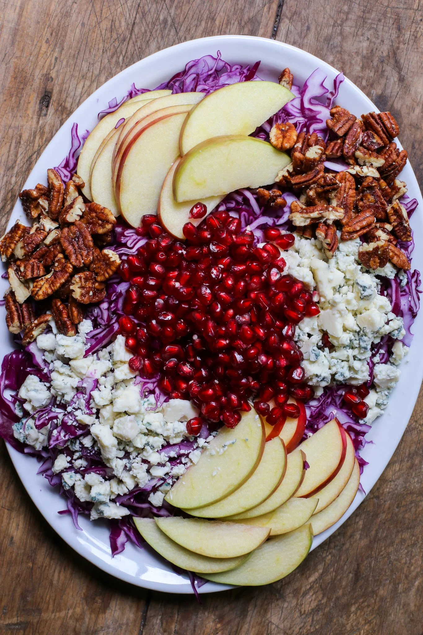 RED CABBAGE SALAD W/ POMEGRANATE, APPLES, GORGONZOLA + AND CANDIED ...
