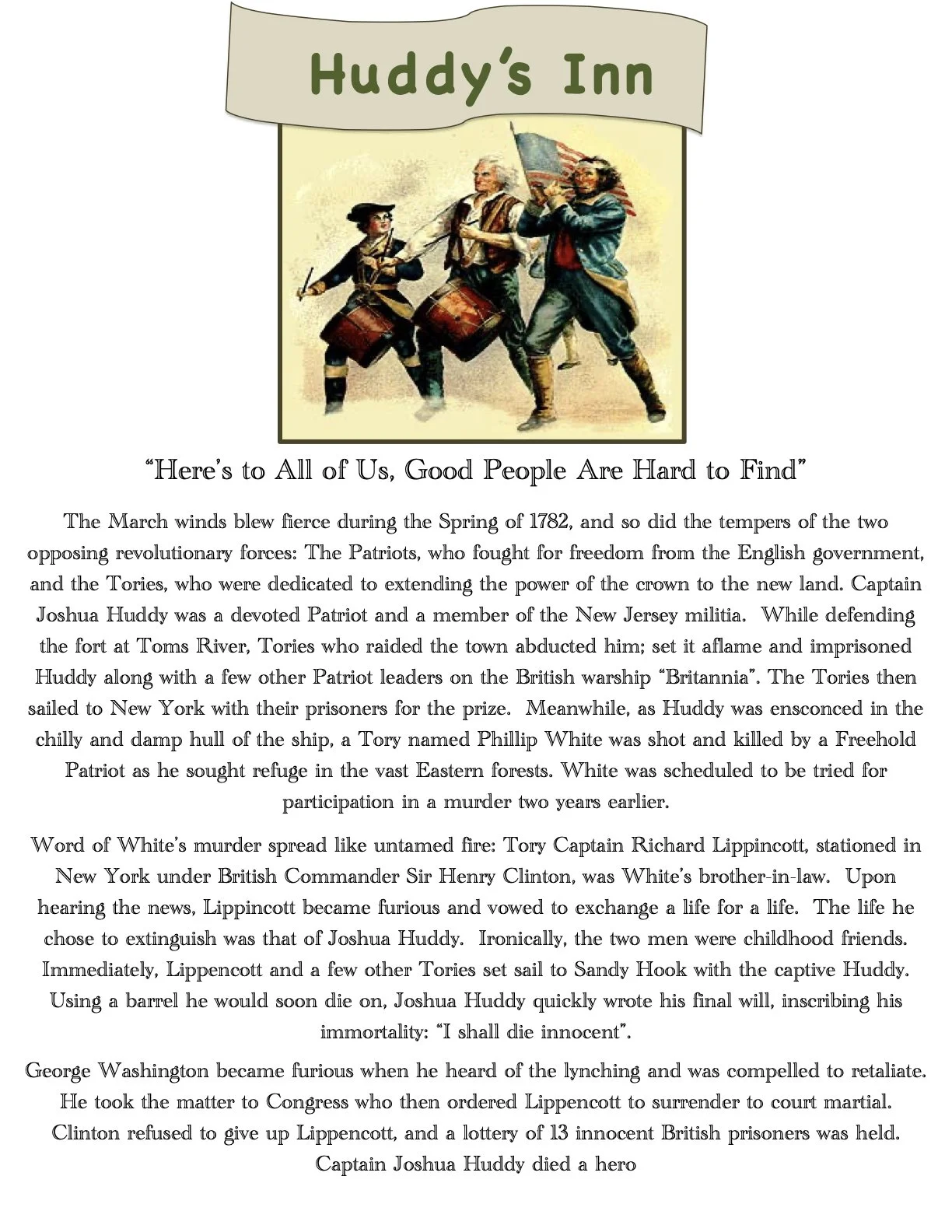 History — Huddy's Inn