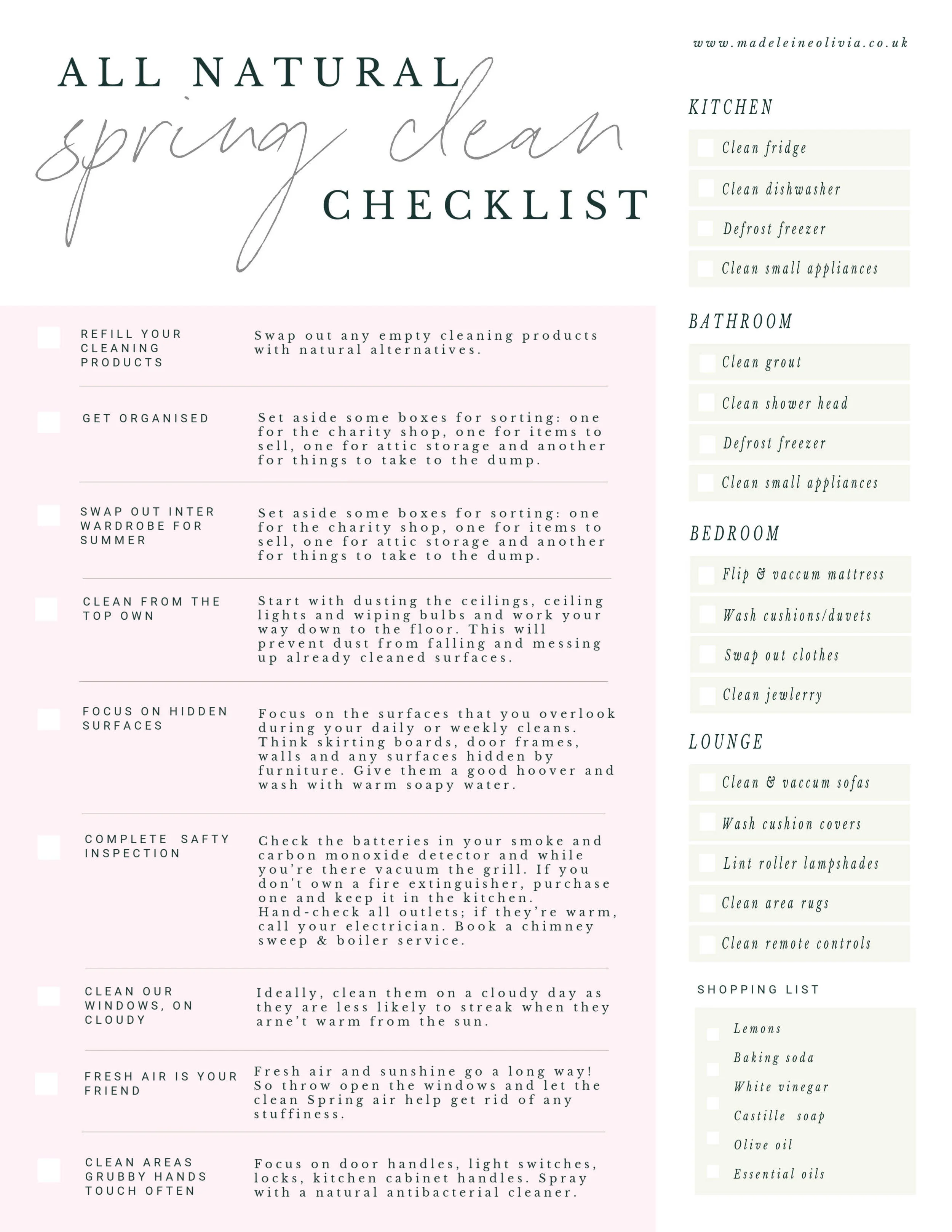 The Ultimate Guide for a Natural Spring Clean (+ Printable Checklist ...