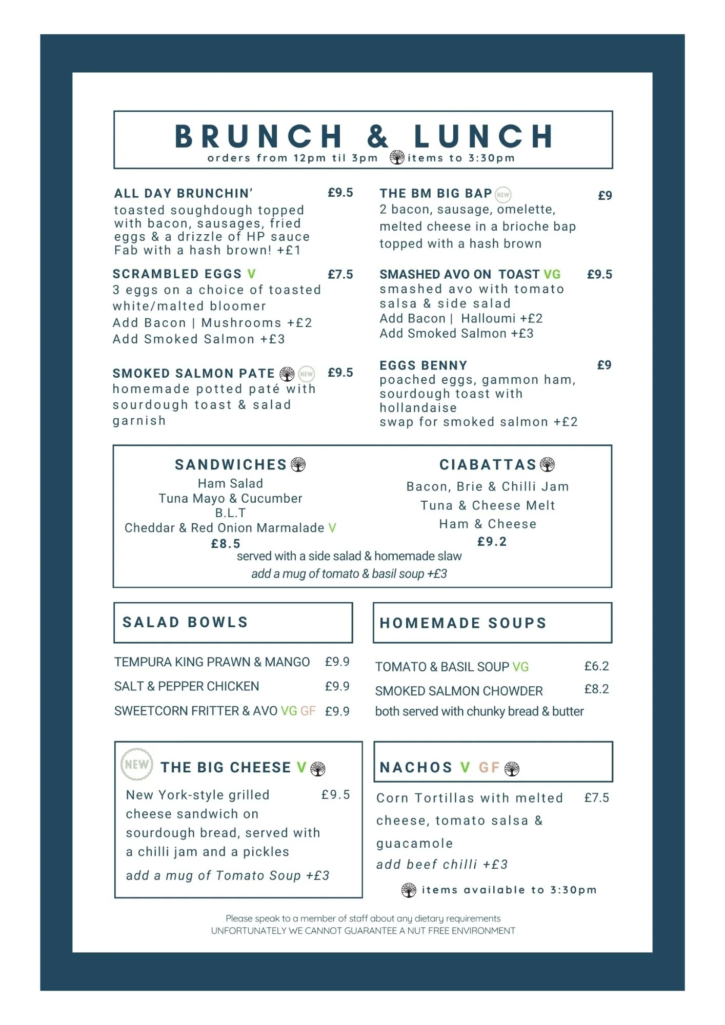 Brunch & Lunch Menu — The Black Mulberry