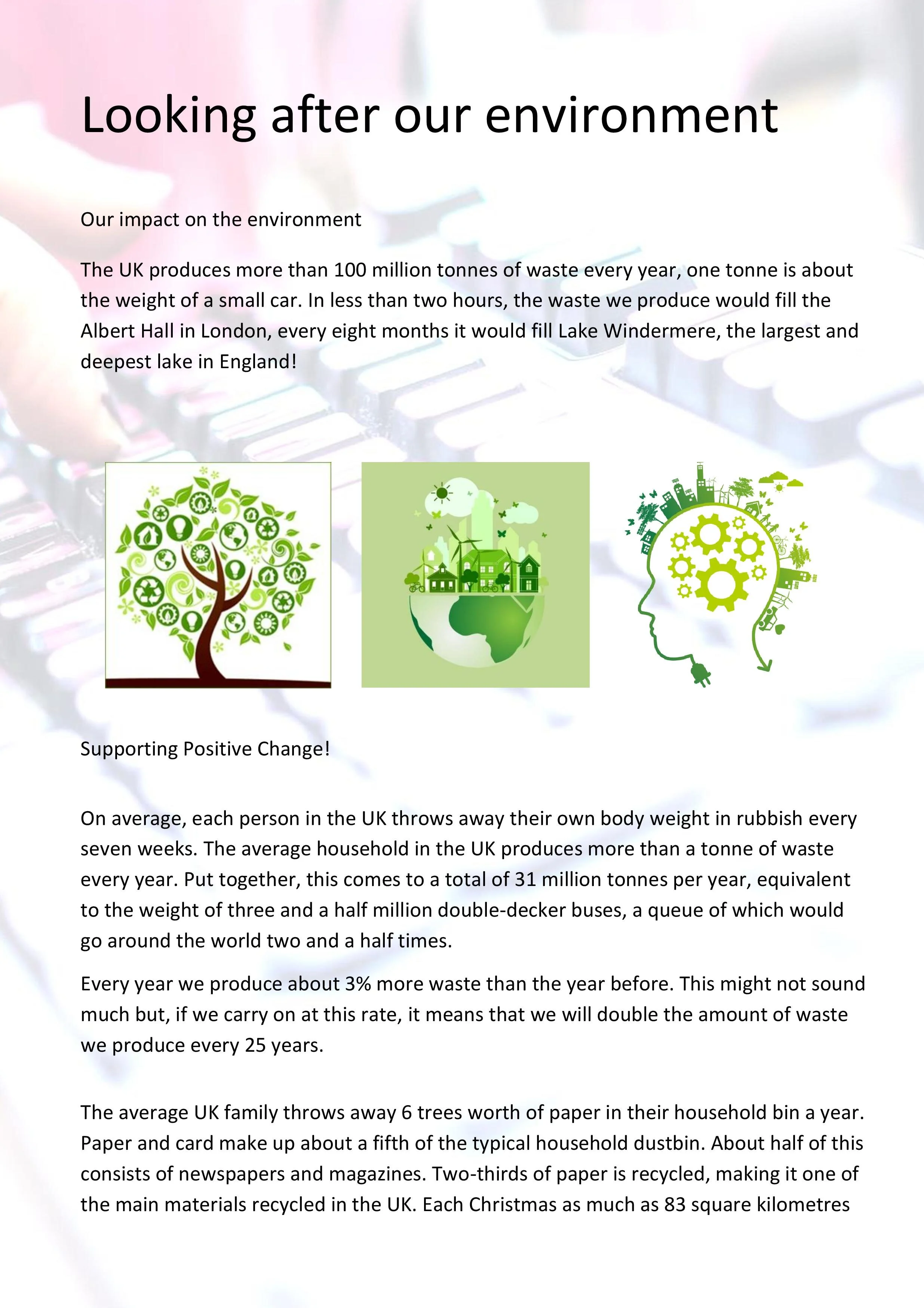 Theme of the Month - Looking after the Environment — Learning Skills ...