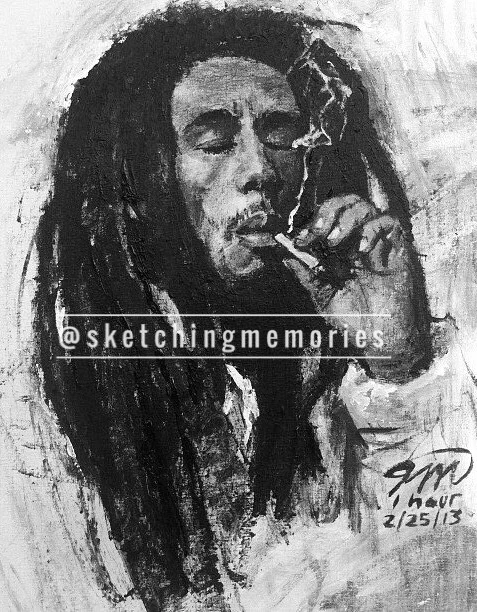 Bob Marley Smoking Drawing