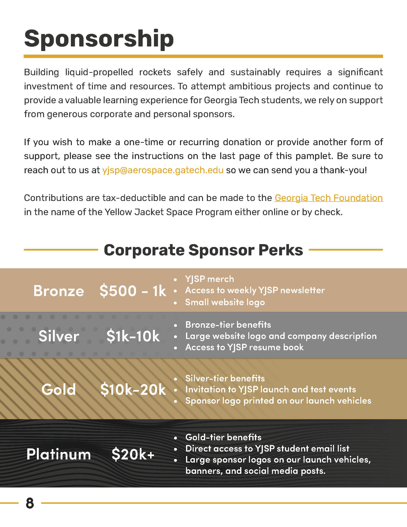 Sponsor Us — Yellow Jacket Space Program
