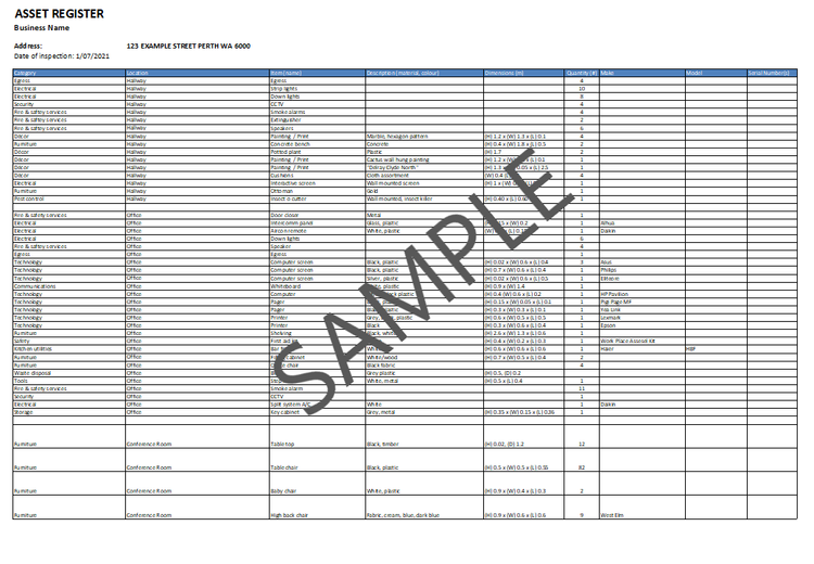 Asset Reports | Asset Register Template
