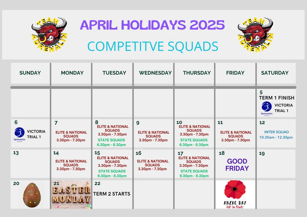 Team Adrenalin — Timetable